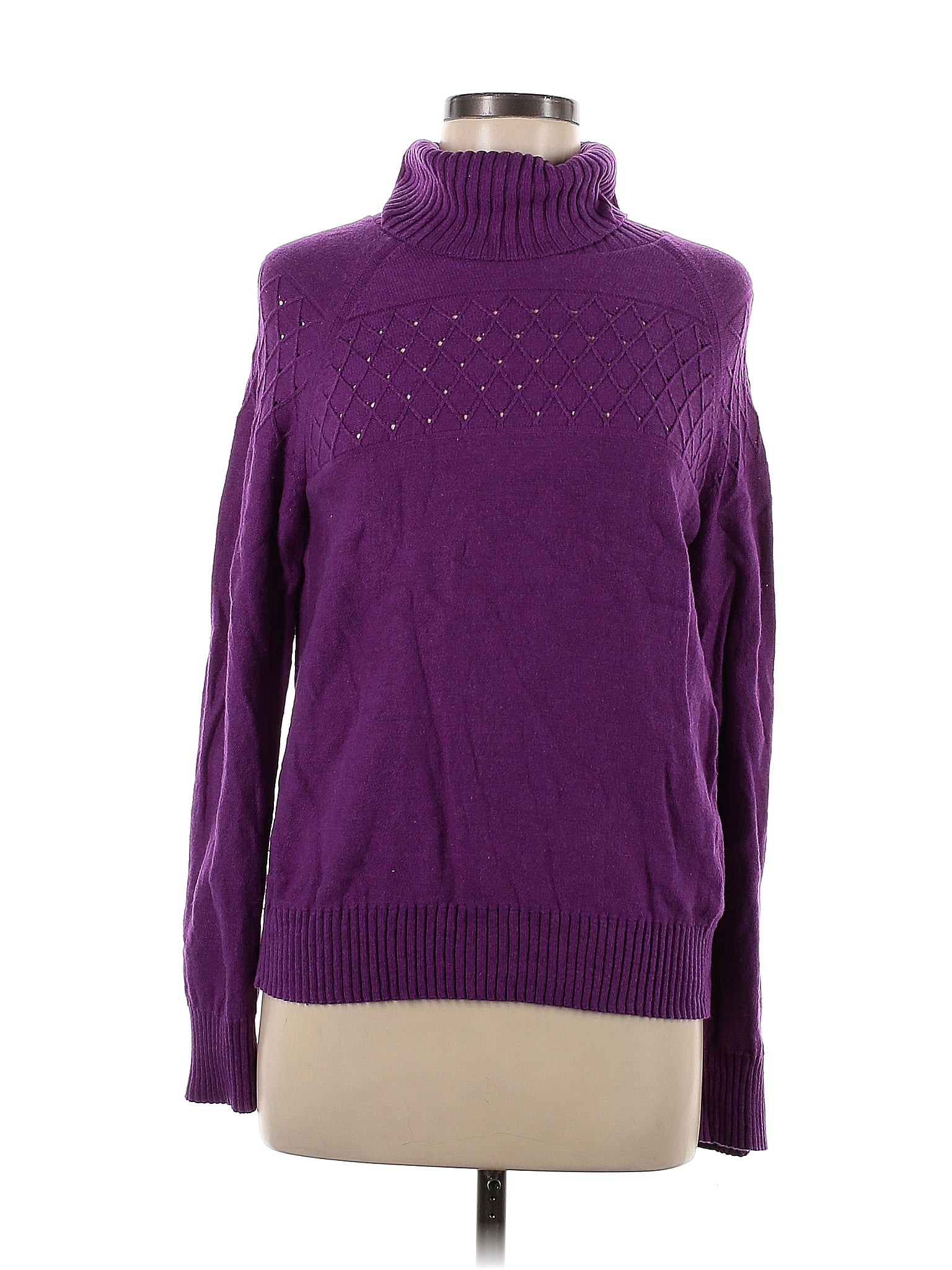 Banana Republic Factory Store Color Block Solid Purple Turtleneck