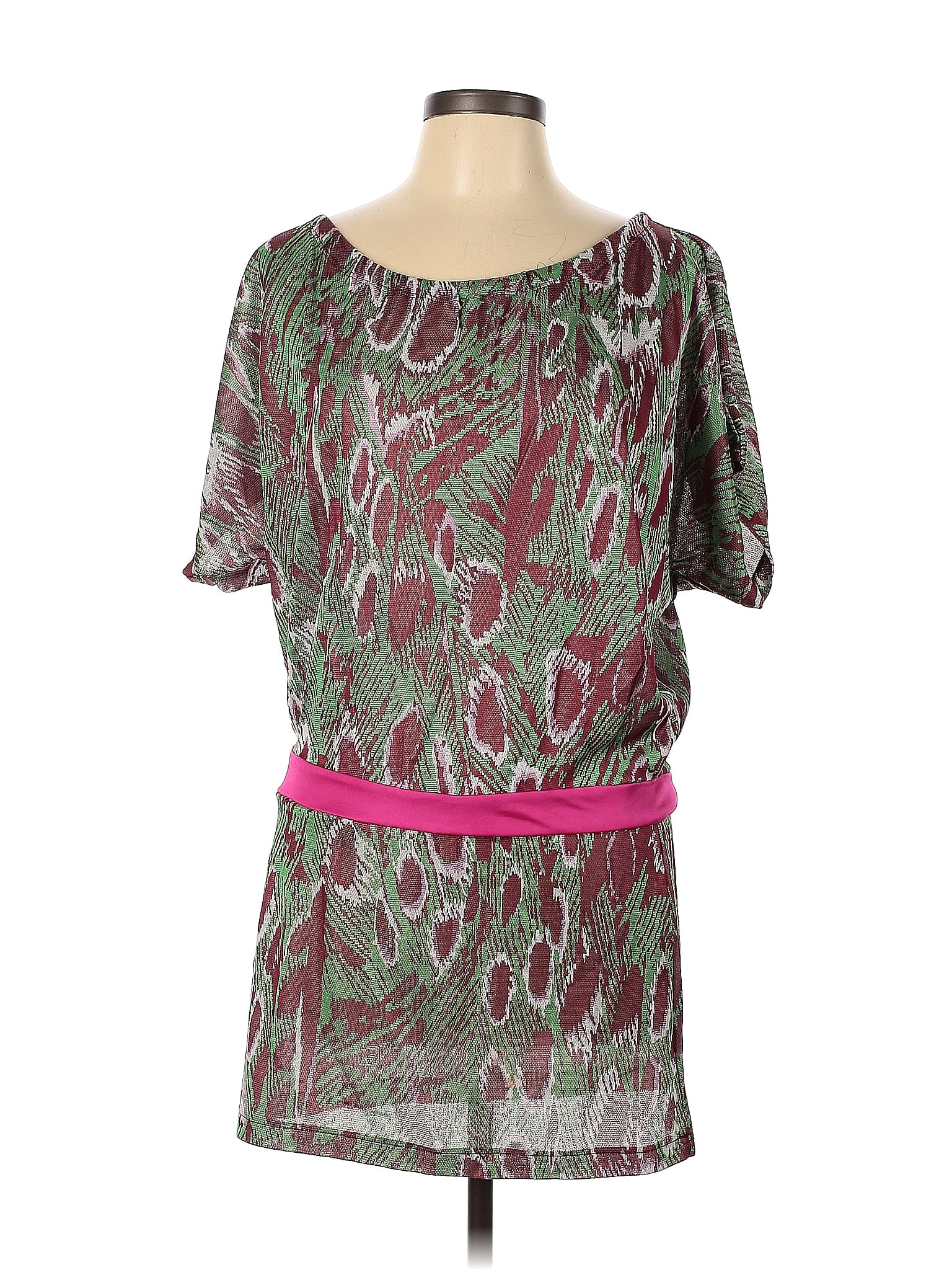 Custo Color Block Multi Color Green Short Sleeve Top Size Lg (3) - 60% ...