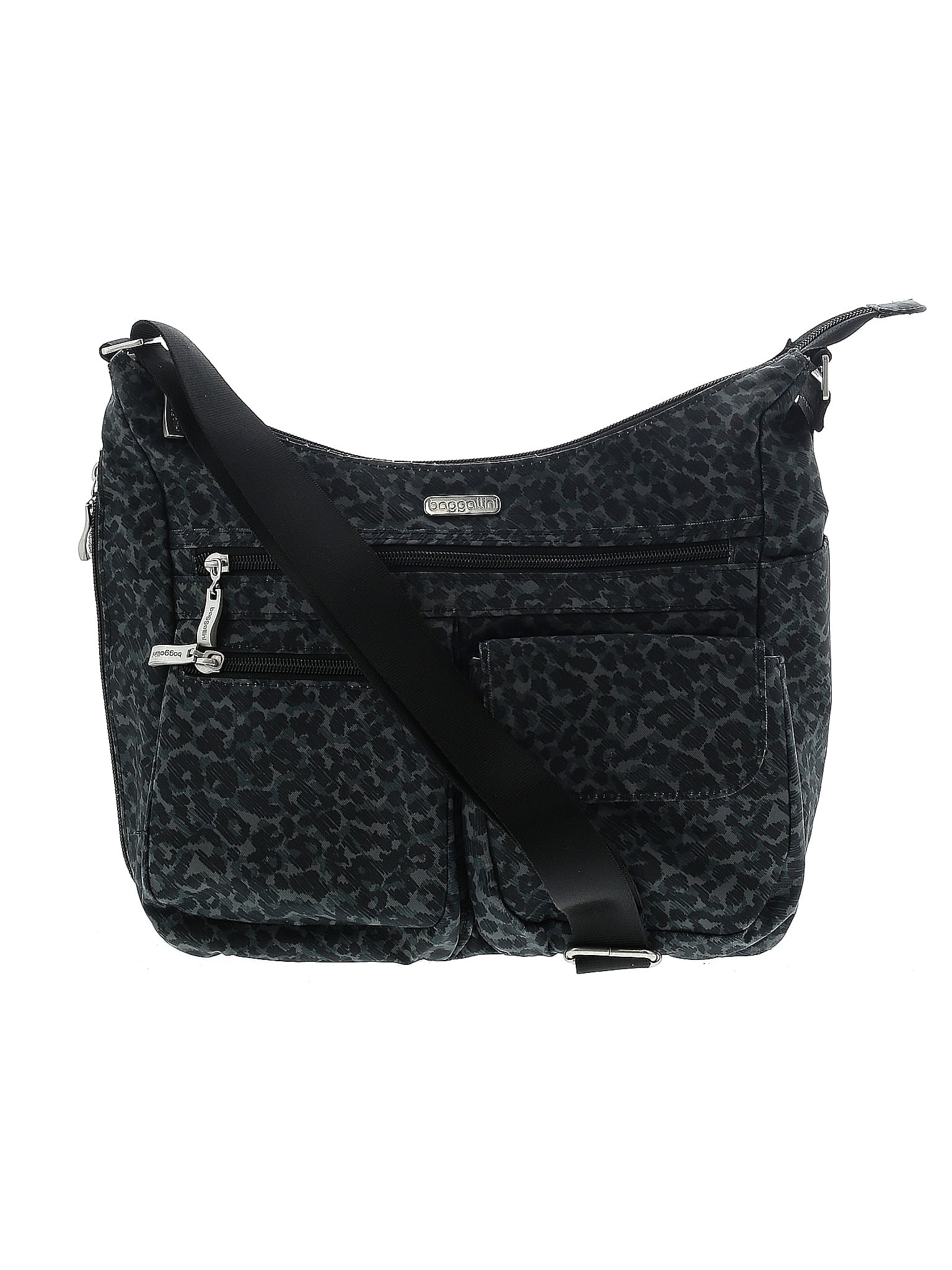 Baggallini 100% Polyester Leopard Print Gray Black Crossbody Bag One ...