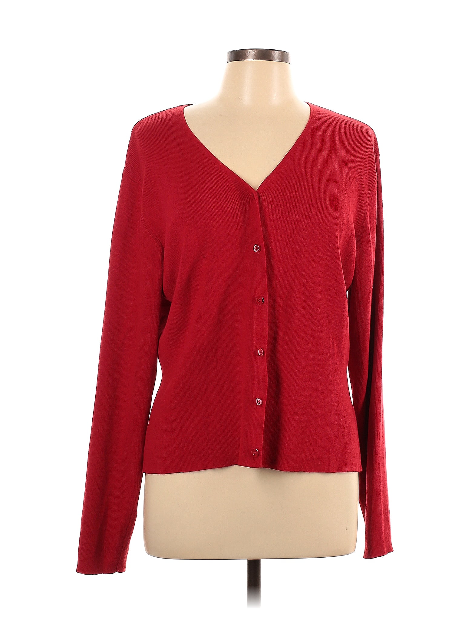 Apostrophe Color Block Solid Red Cardigan Size L - 59% off | thredUP