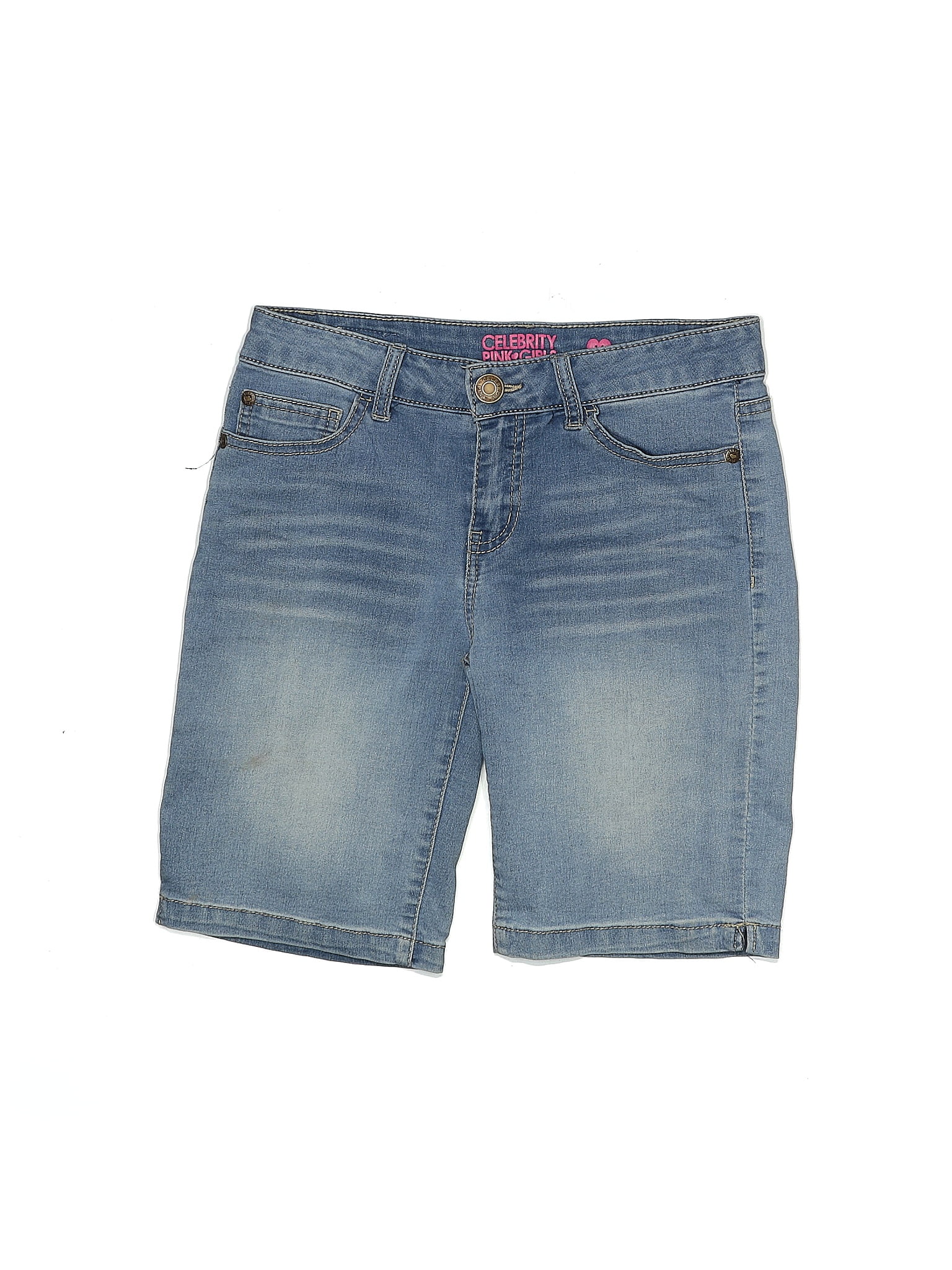 Pinky Girls Solid Blue Denim Shorts Size 14 48 Off Thredup