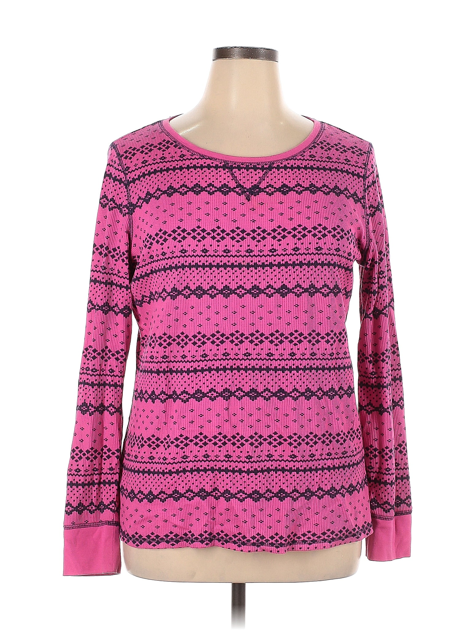 Made for Life Chevron-herringbone Chevron Pink Thermal Top Size XL - 46 ...