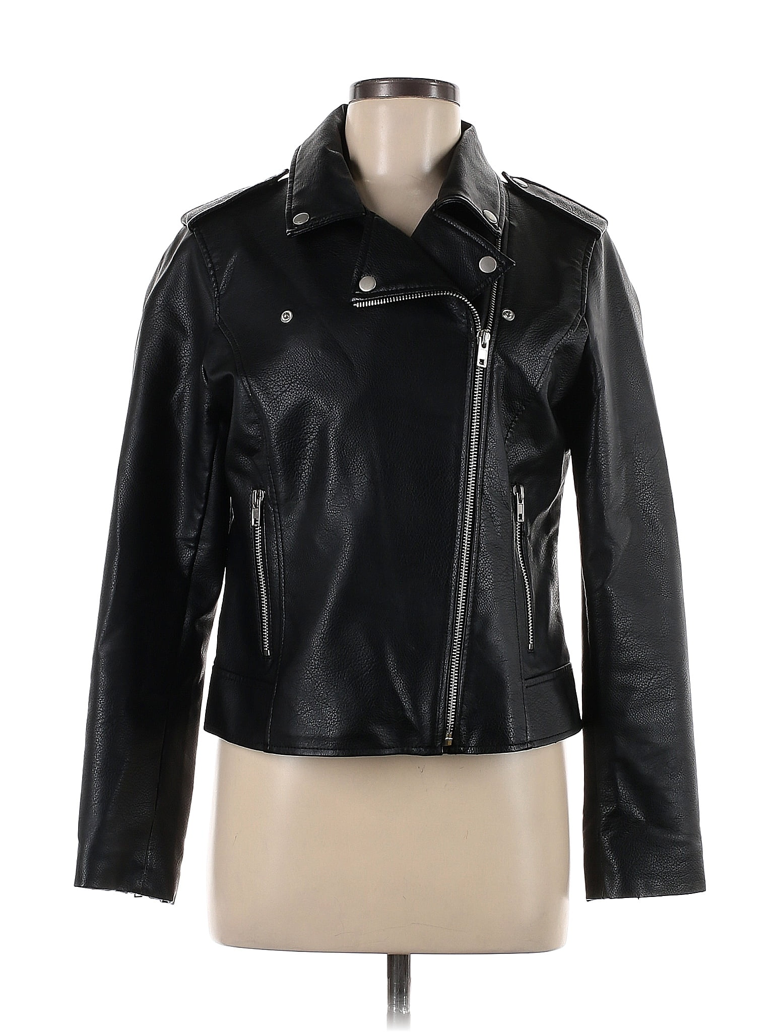 BB Dakota 100% Polyurethane Solid Black Faux Leather Jacket Size M - 66 ...