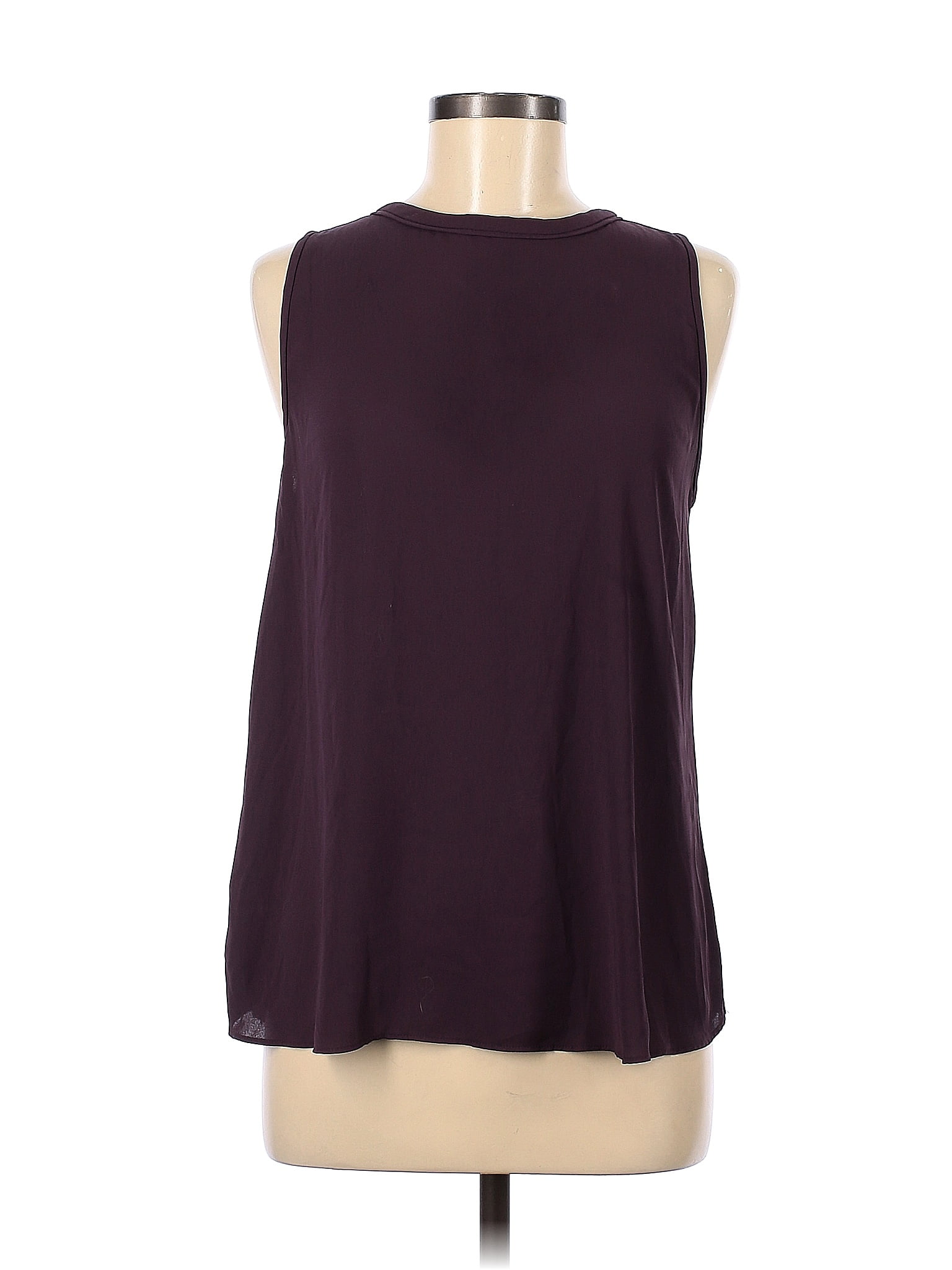 Ann Taylor Loft 100 Polyester Solid Purple Burgundy Sleeveless Blouse