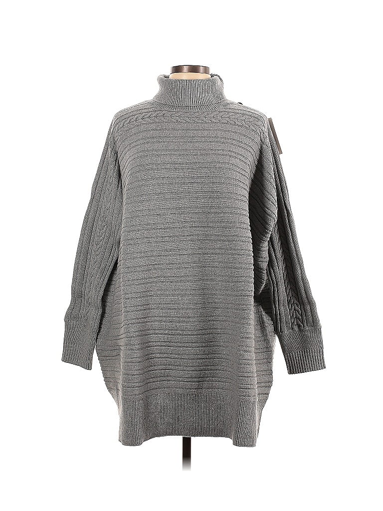 Siizu Color Block Solid Gray Turtleneck Sweater Size L - 62% off | thredUP