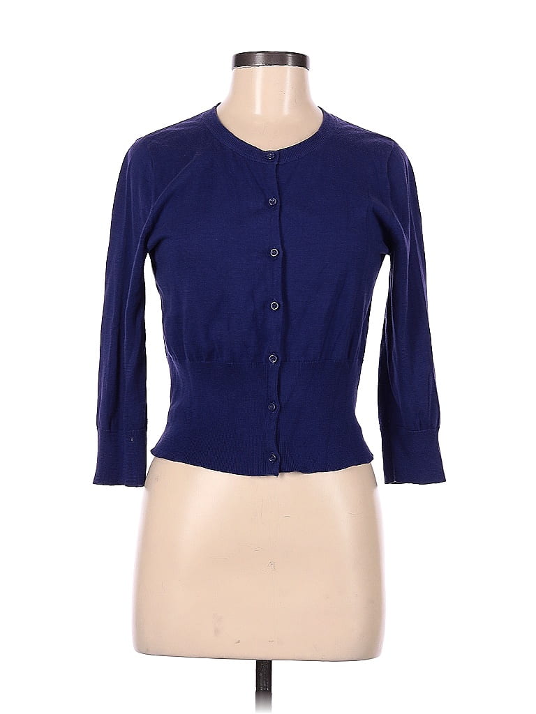 Cabi 100 Cotton Color Block Solid Blue Cardigan Size M 66 Off Thredup