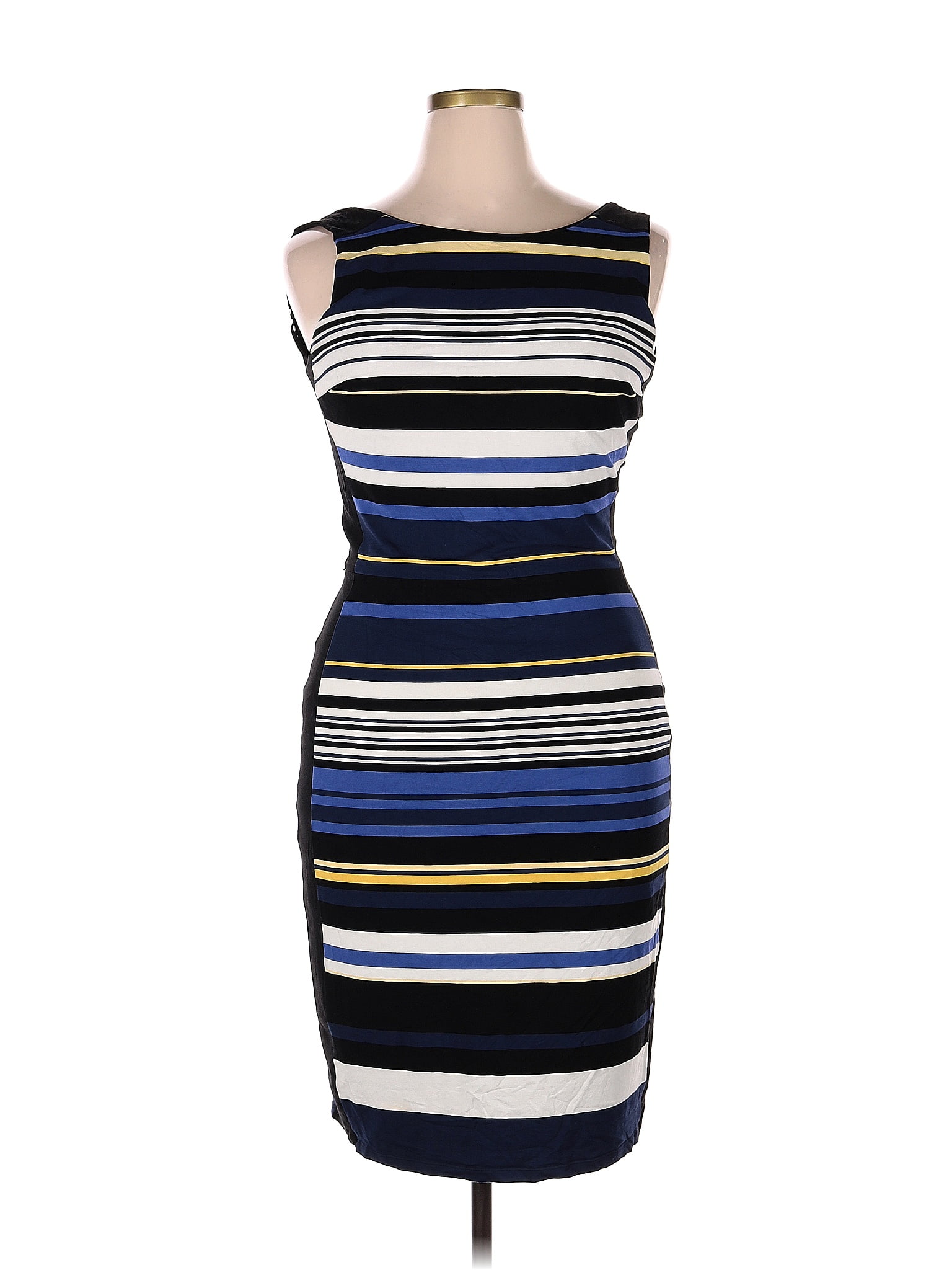 White House Black Market Stripes Multi Color Blue Casual Dress Size 14 ...