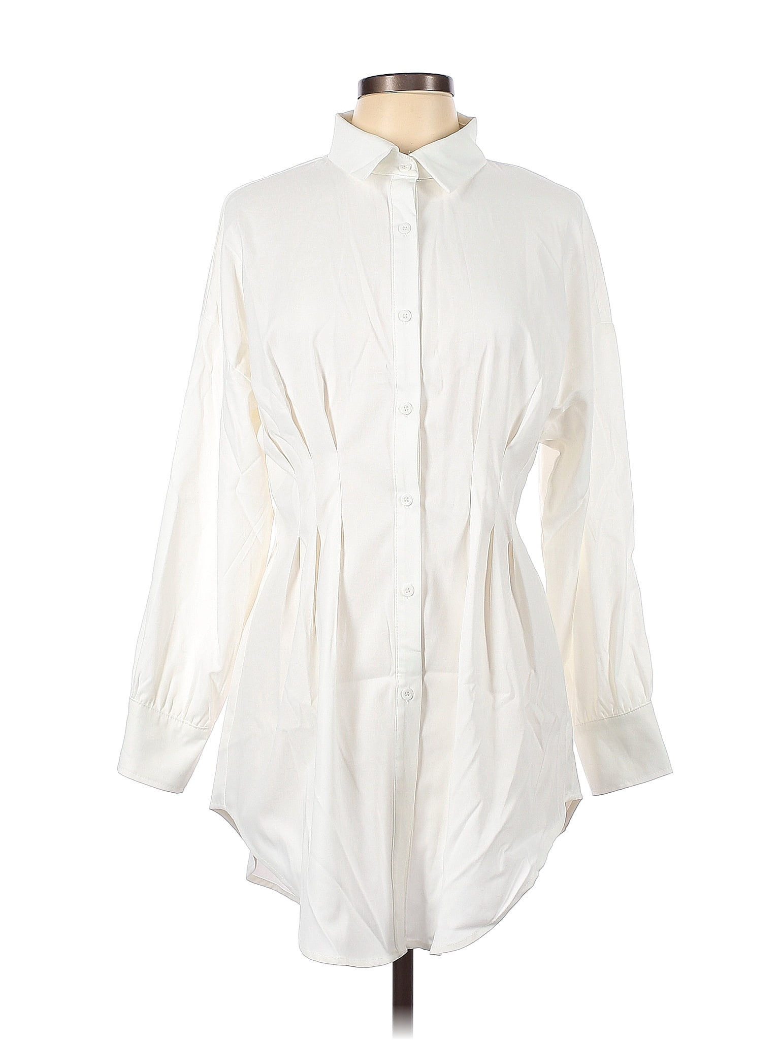 Shein 100% Polyester Ivory Long Sleeve Blouse Size L (Petite) - 53% off ...