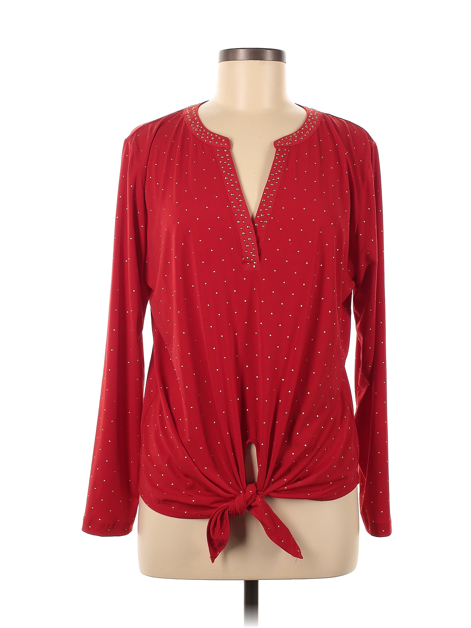 Ruby Rd Polka Dots Red Long Sleeve Top Size M 68 Off Thredup