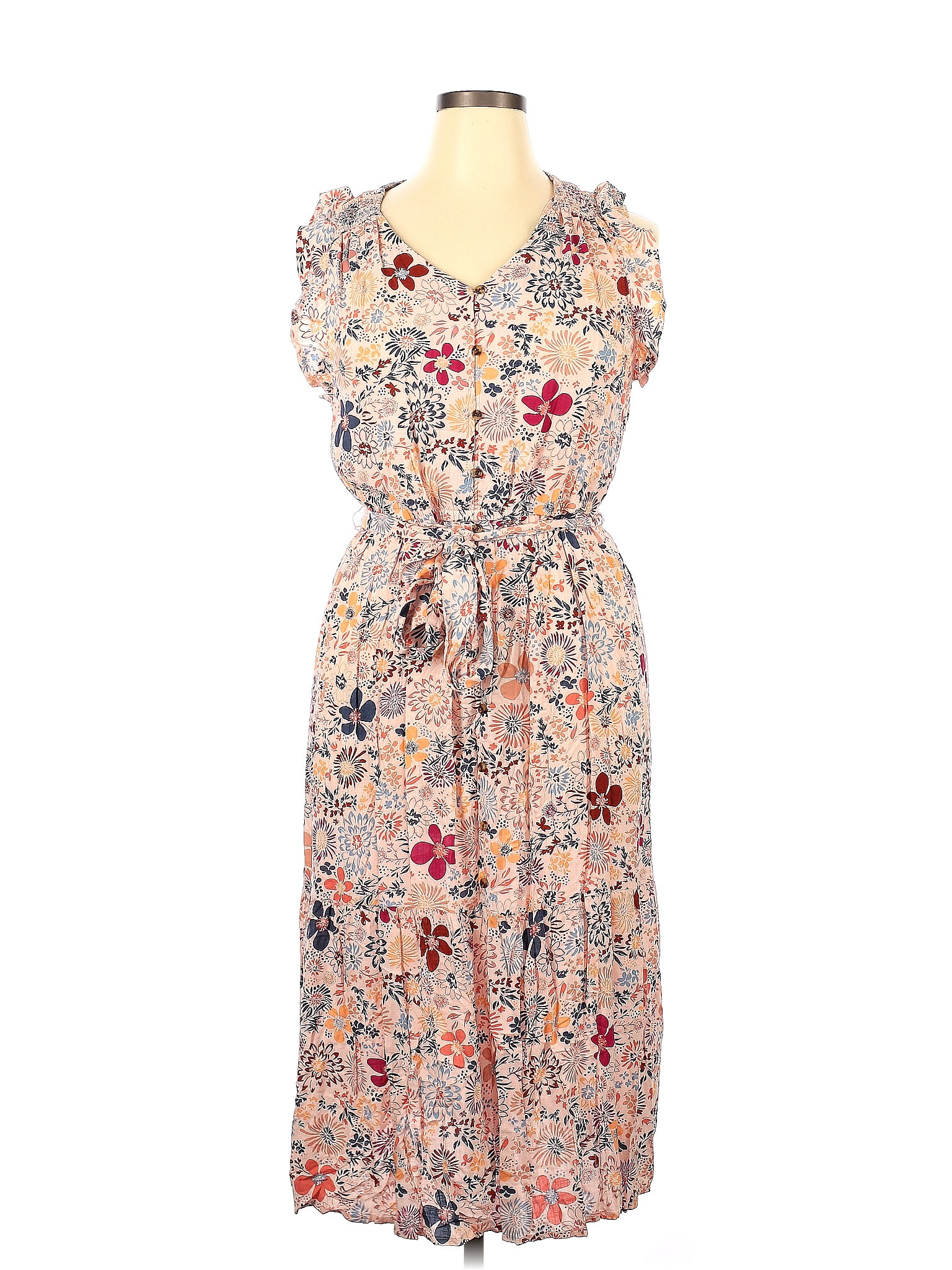 Unbranded 100 Rayon Tan Casual Dress Size Xl 47 Off Thredup