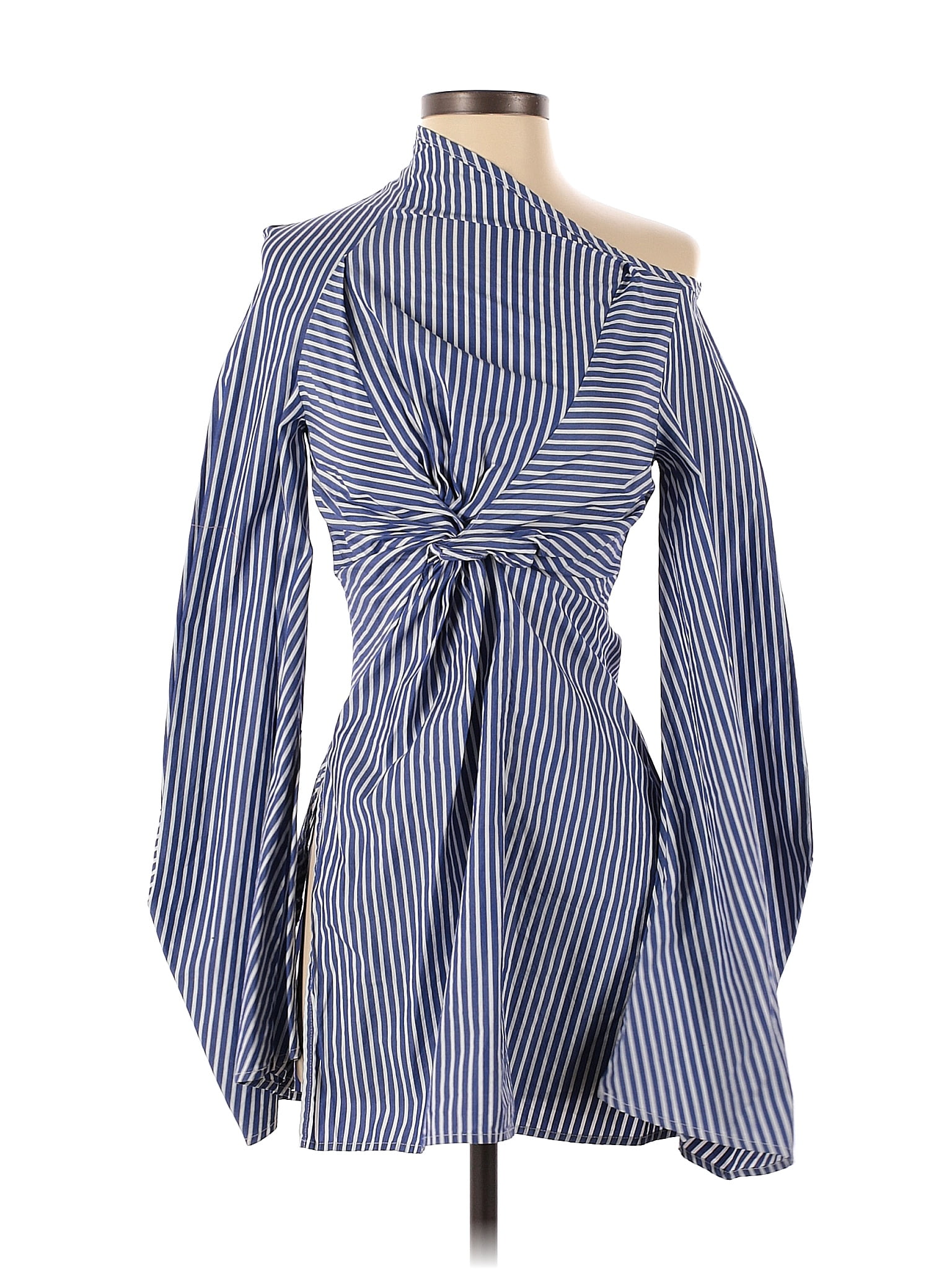 Sid Neigum 100% Cotton Stripes Multi Color Blue Asymmetrical Twist Top ...