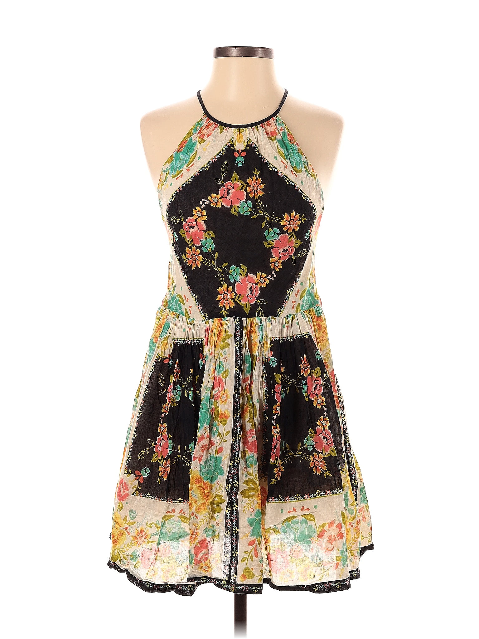 Ecote 100% Cotton Floral Multi Color Black Cocktail Dress Size 4 - 67% ...