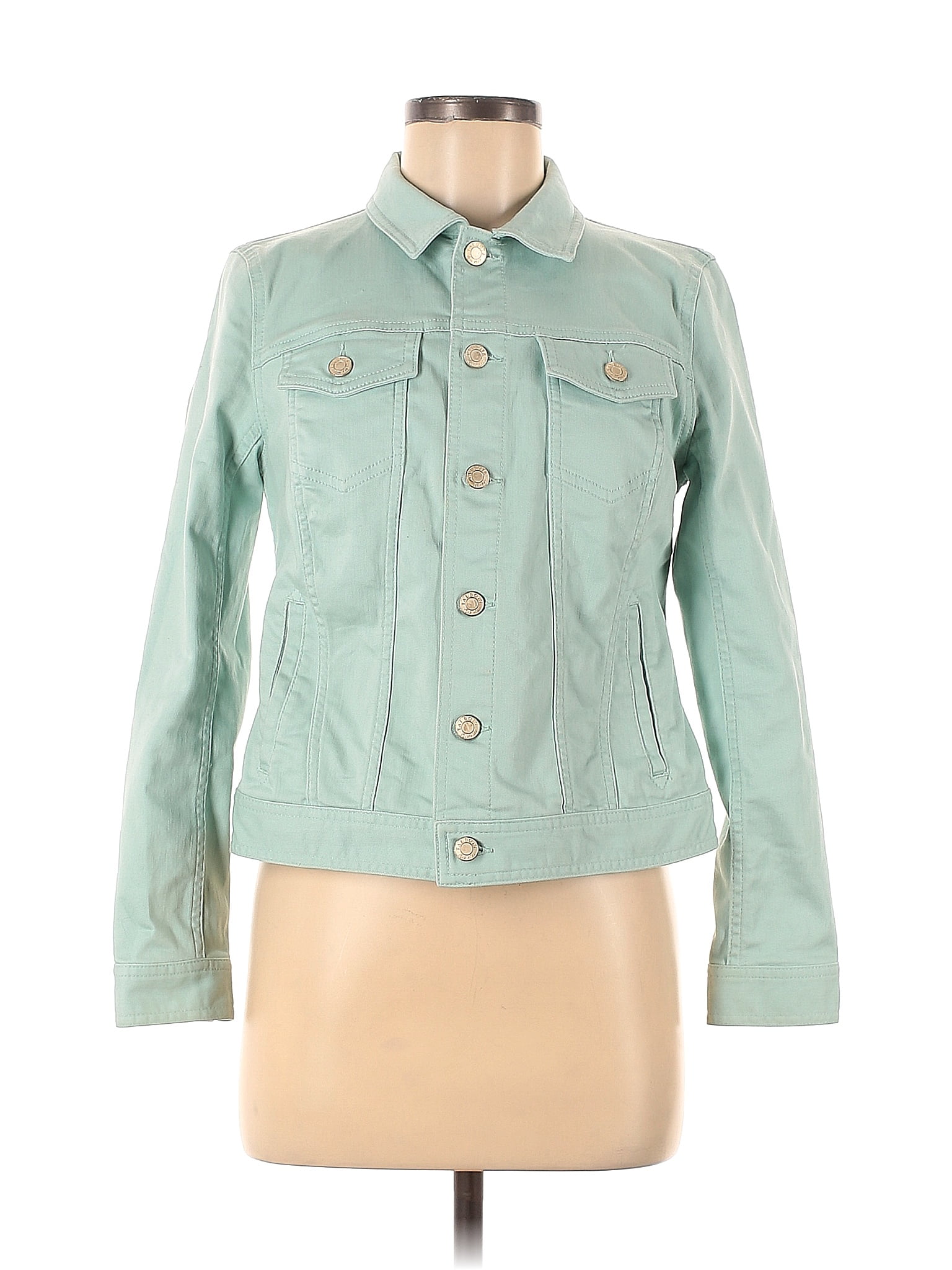 Talbots Solid Green Teal Denim Jacket Size S (Petite) - 75% off | thredUP
