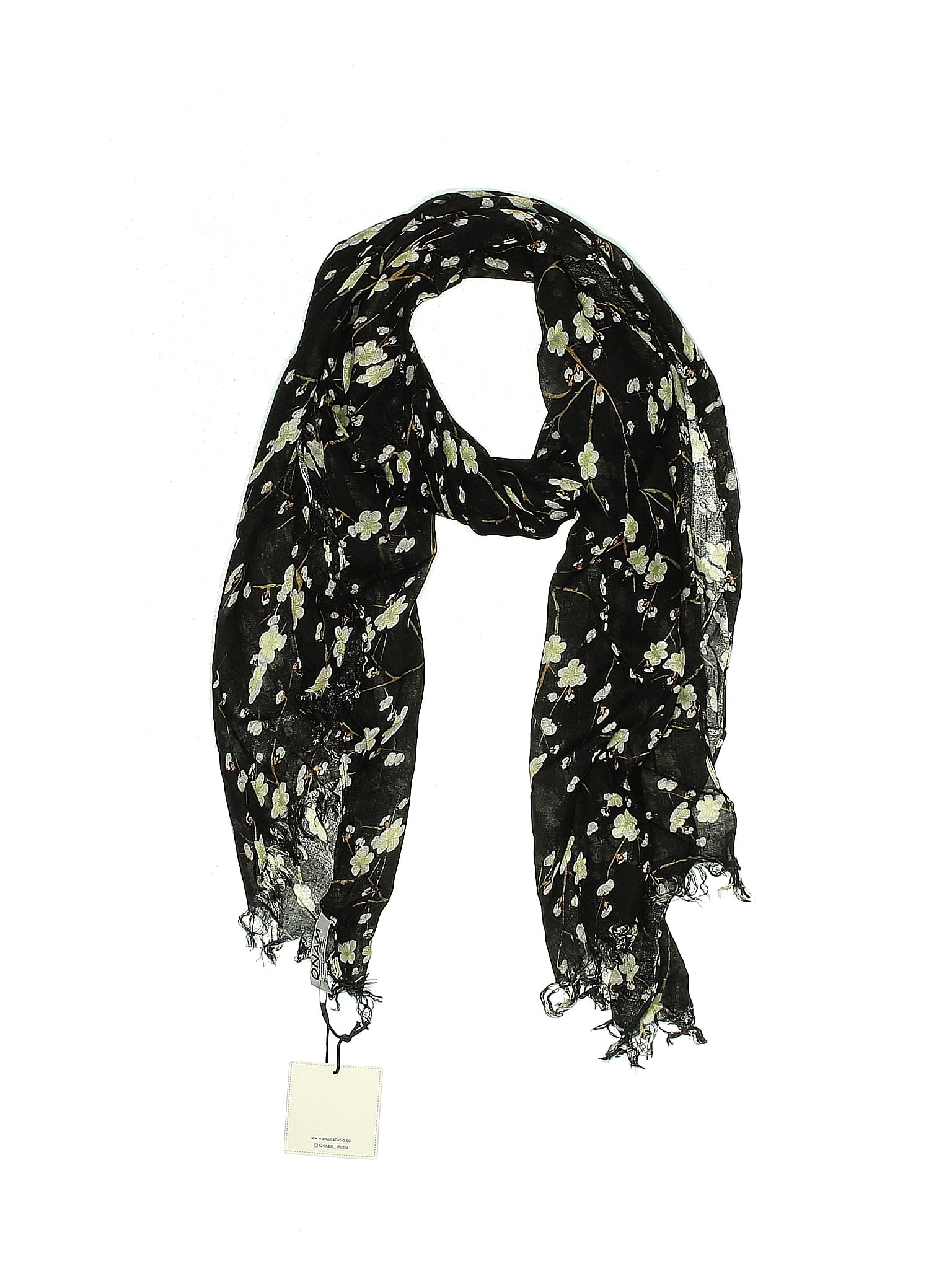 ONAM 100% Rayon Floral Black Scarf One Size - 72% off | thredUP