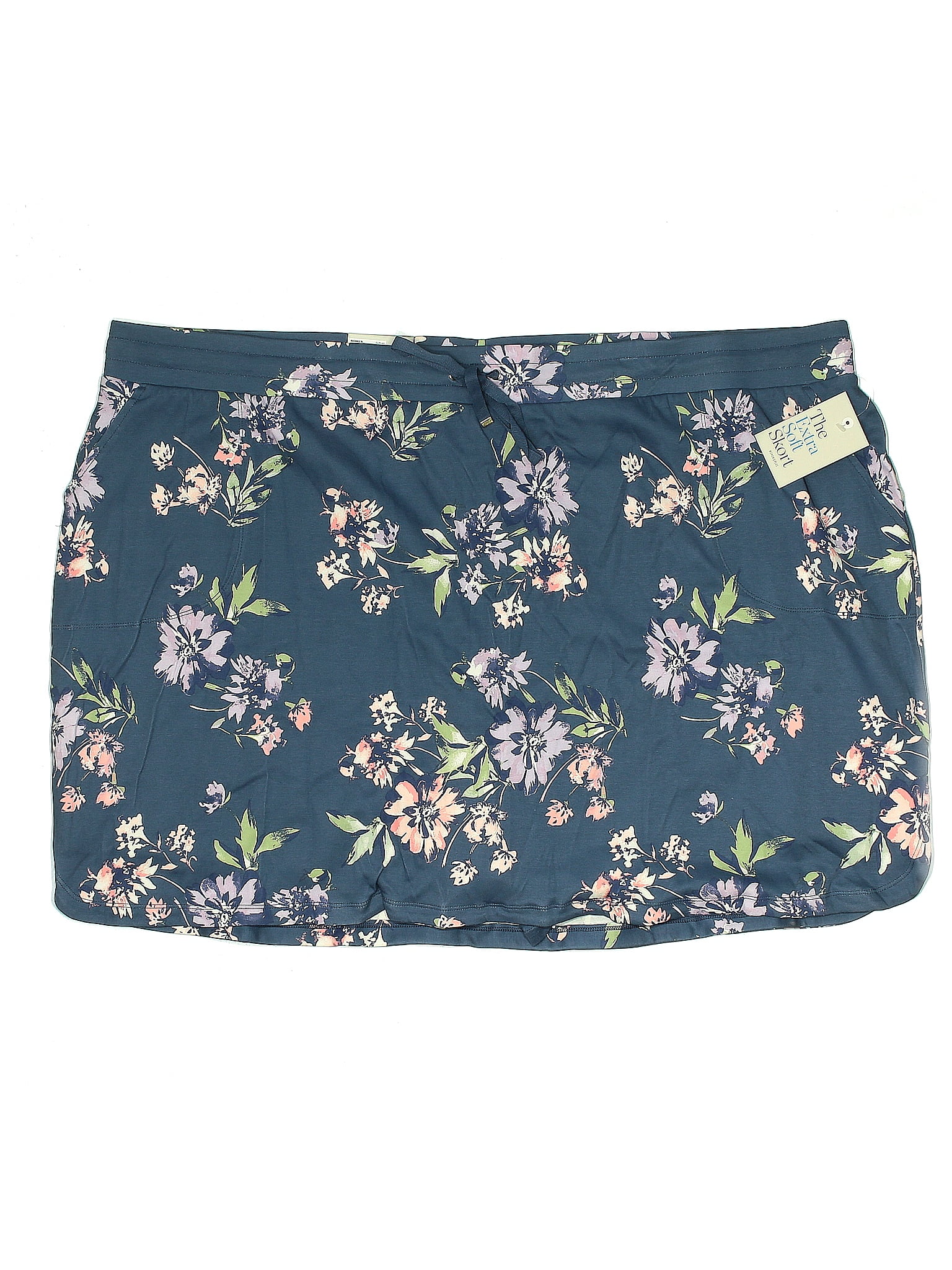 Croft And Barrow 100 Cotton Floral Teal Skort Size 4x Plus 44 Off