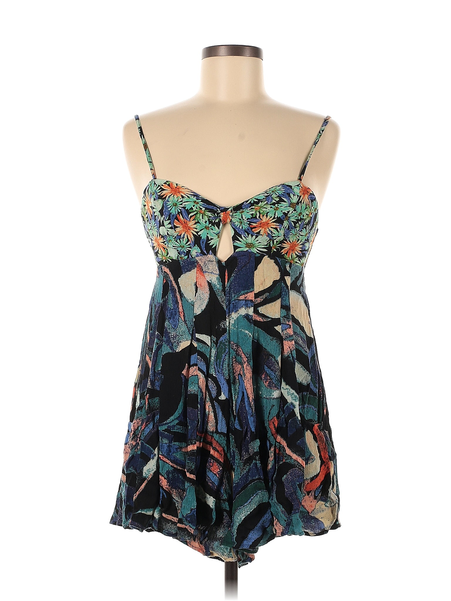 Free People 100% Rayon Multi Color Blue Casual Dress Size S - 76% off ...