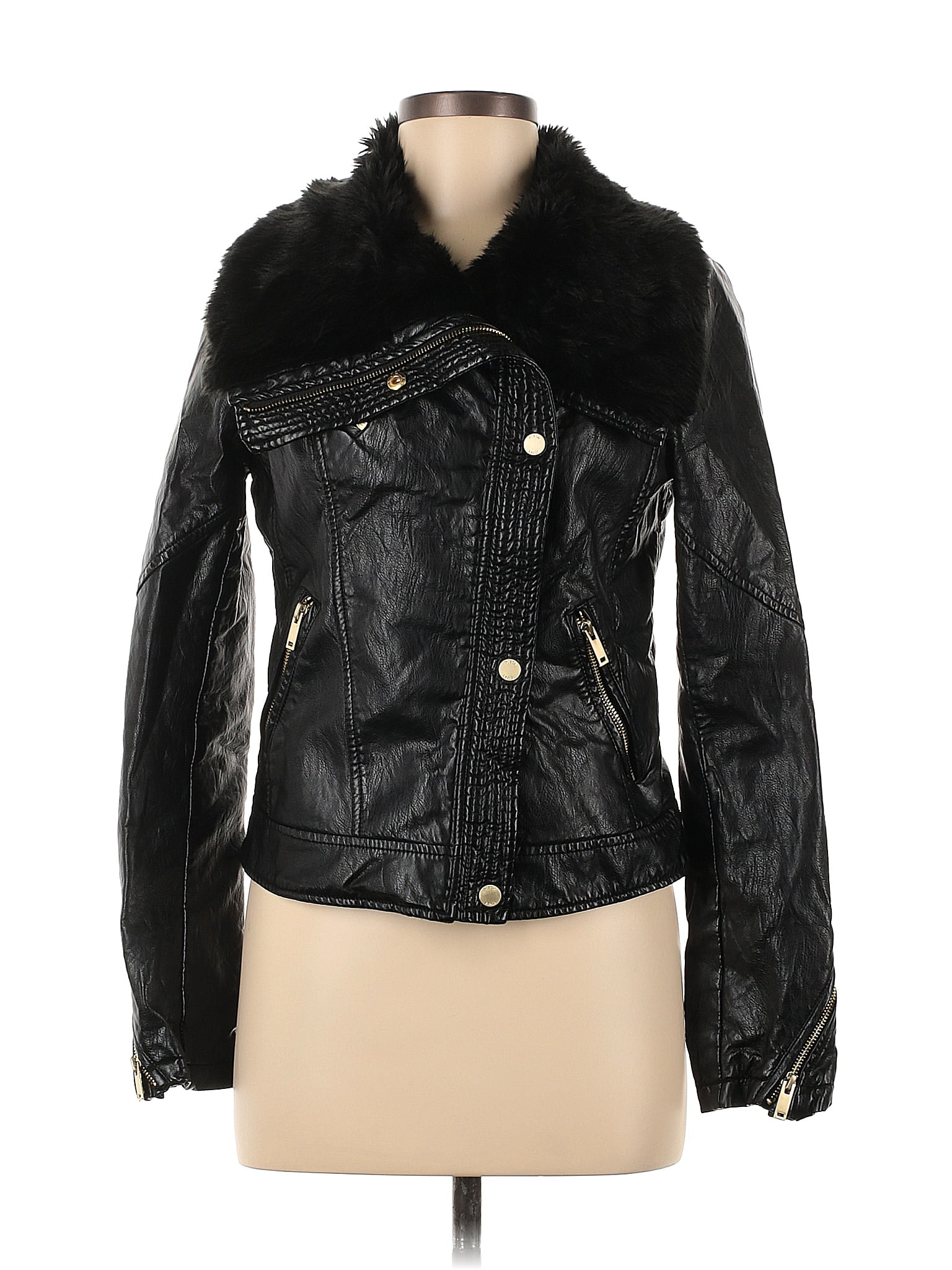 Black Rivet 100% Polyurethane Black Faux Leather Jacket Size S - 71% off | ThredUp