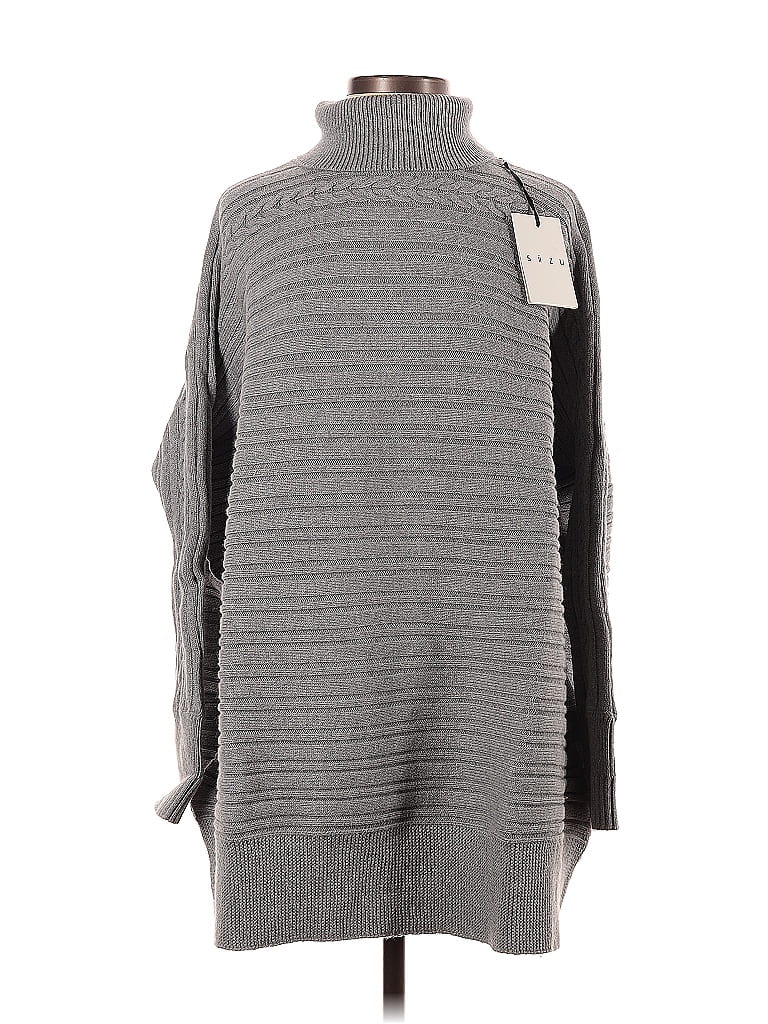Siizu Color Block Solid Gray Turtleneck Sweater Size S - 68% off | thredUP