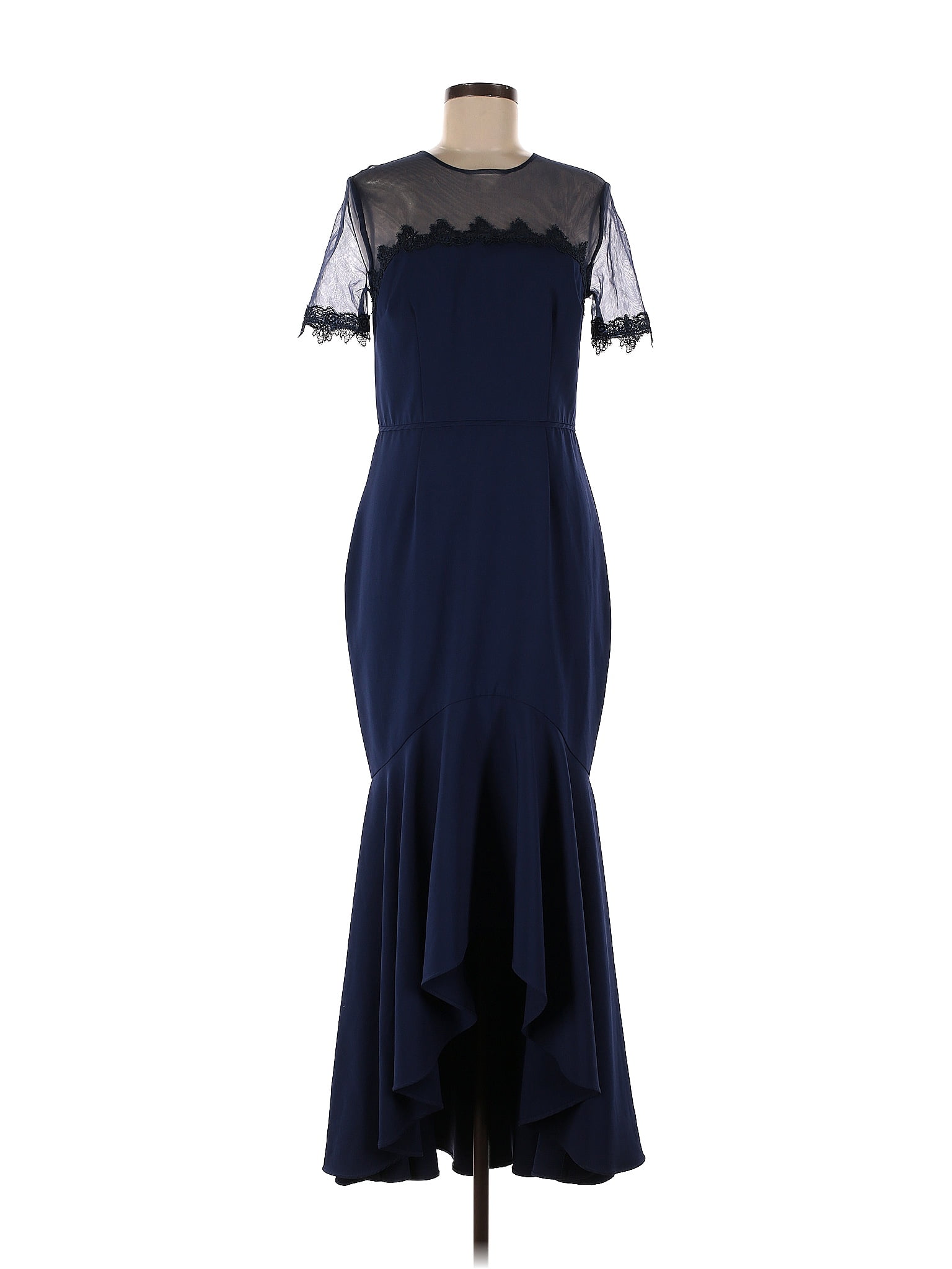 JS Collection Solid Navy Blue High Low Illusion Gown Size 8 - 76% off ...