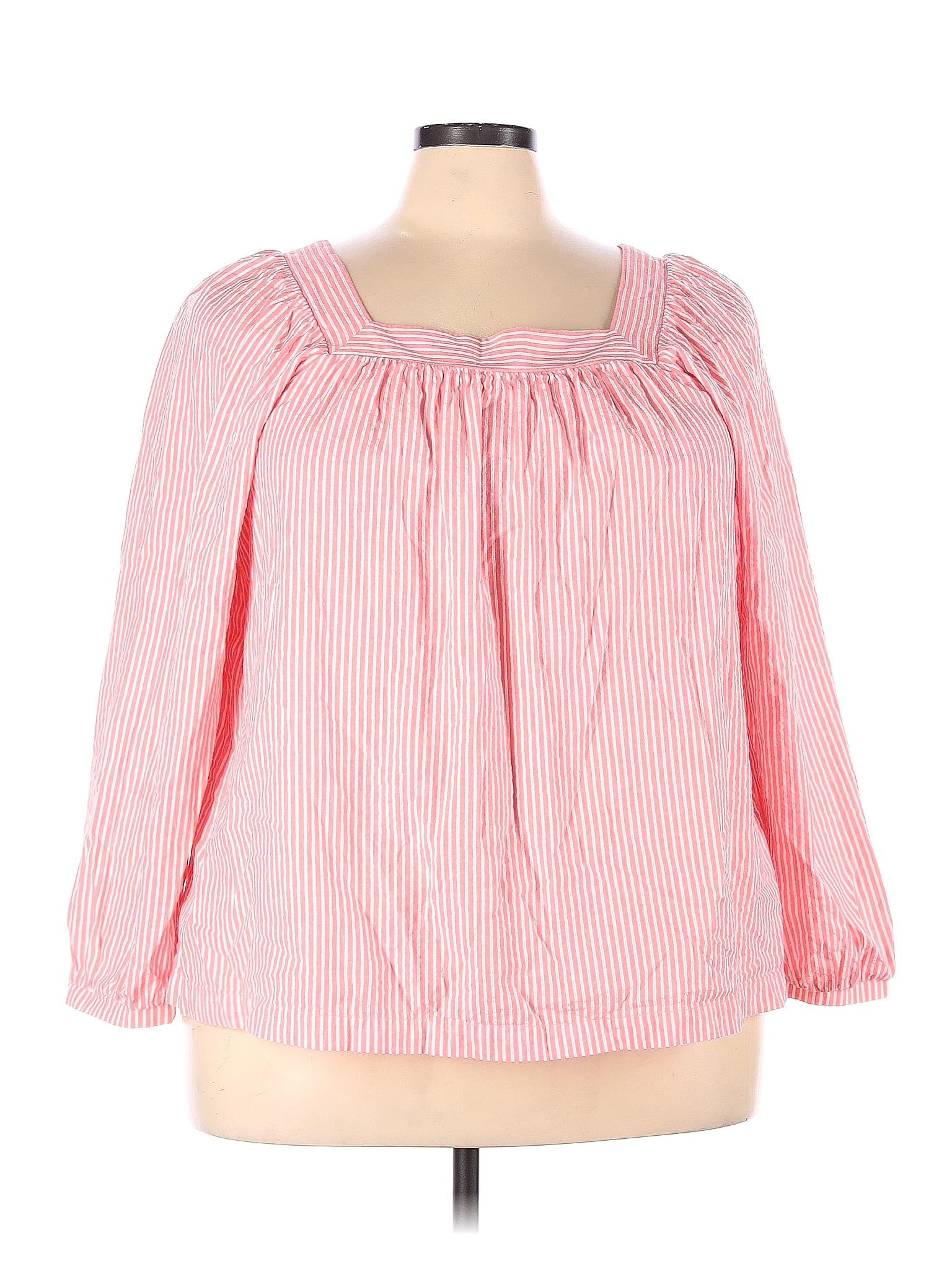 Terra And Sky 100 Cotton Pink Long Sleeve Blouse Size 2x Plus 32