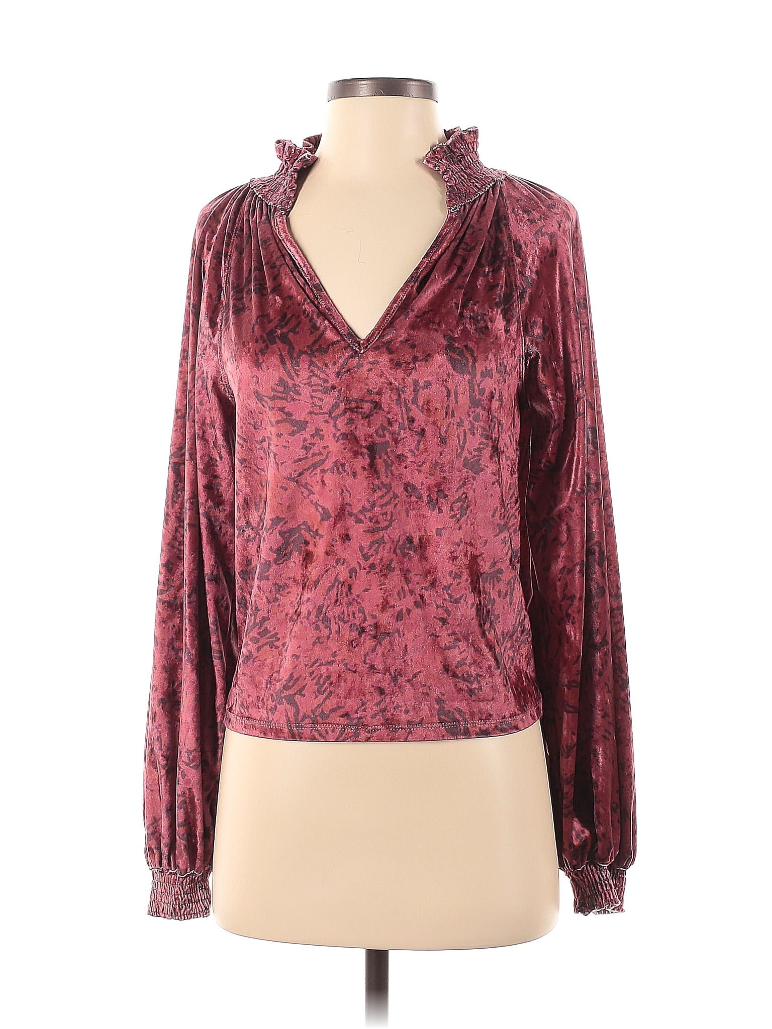 Free People Burgundy Long Sleeve Blouse Size S 57 Off Thredup