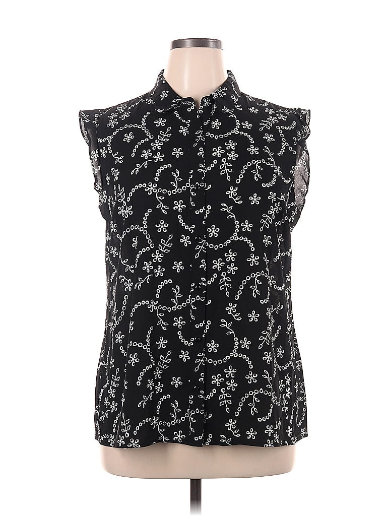 Elle 100 Polyester Paisley Black Short Sleeve Blouse Size Xl 59 Off