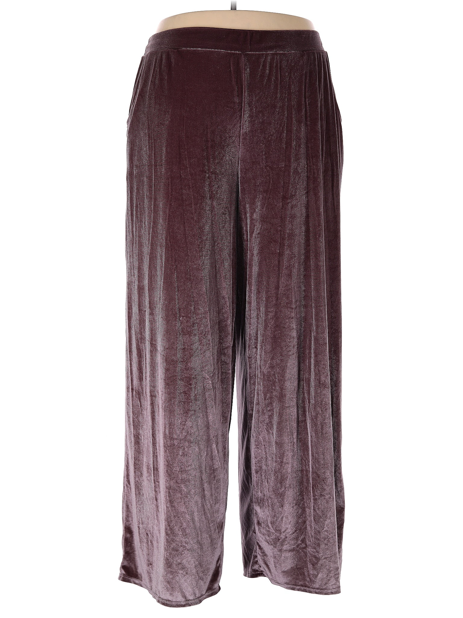 curvy sense Solid Maroon Pink Casual Pants Size 3X (Plus) - 25% off | thredUP