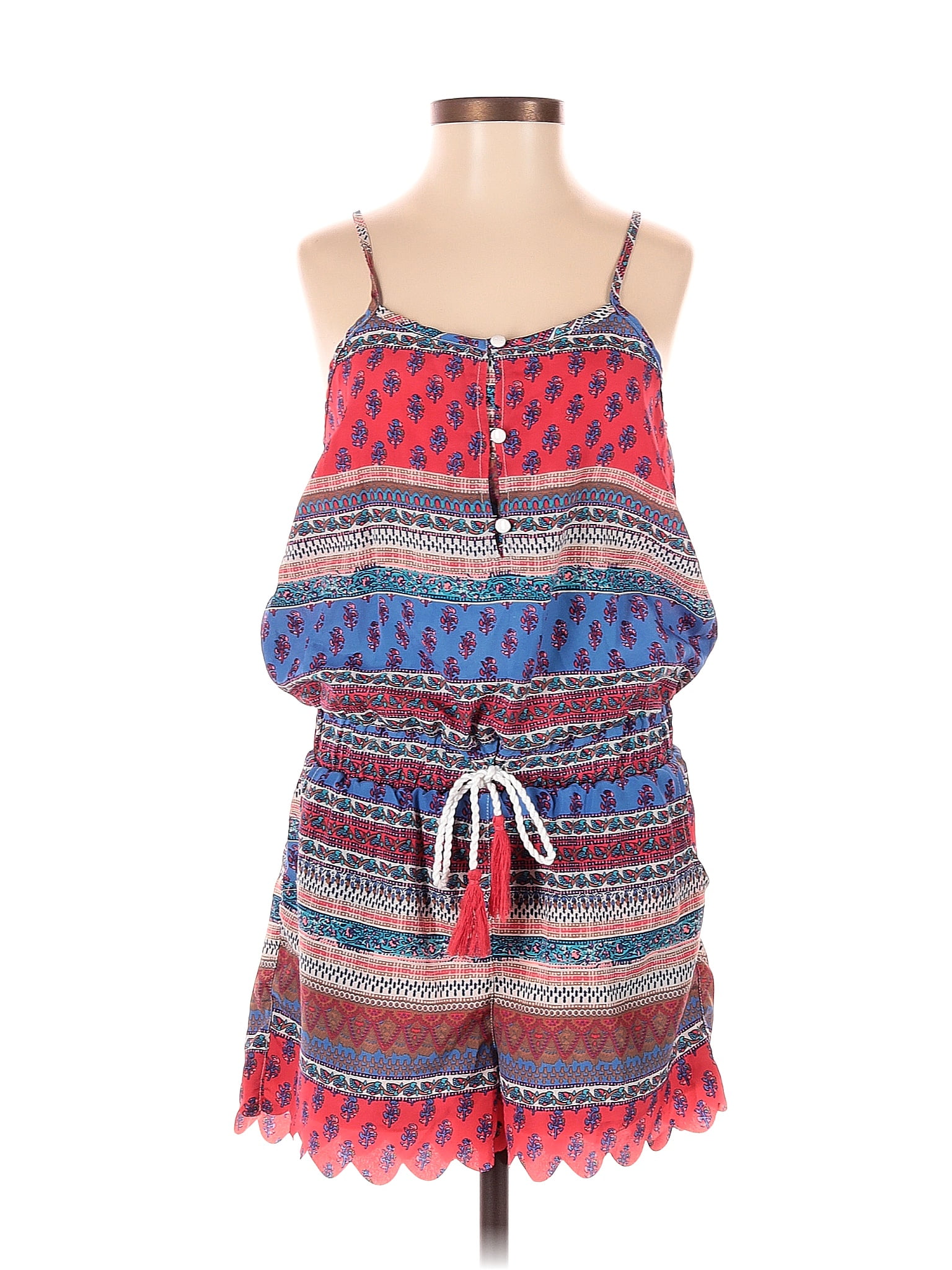 Shrinking Violet 100% Polyester Multi Color Red Romper Size XS - 76% ...