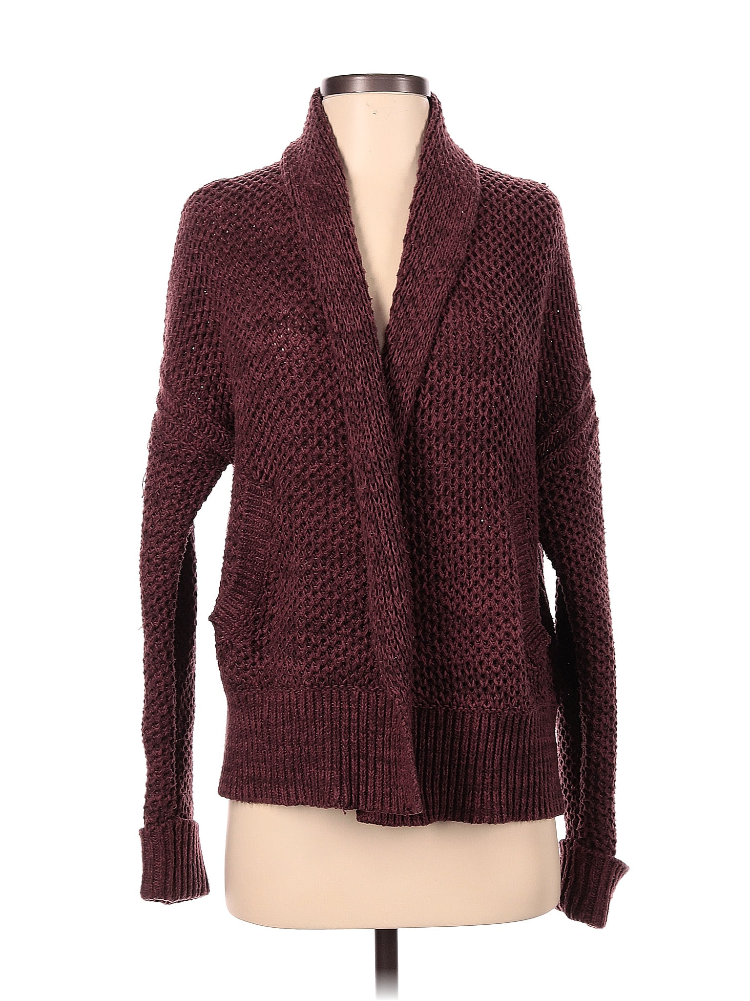 Abercrombie & Fitch 100% Polyester Color Block Burgundy Cardigan Size S ...