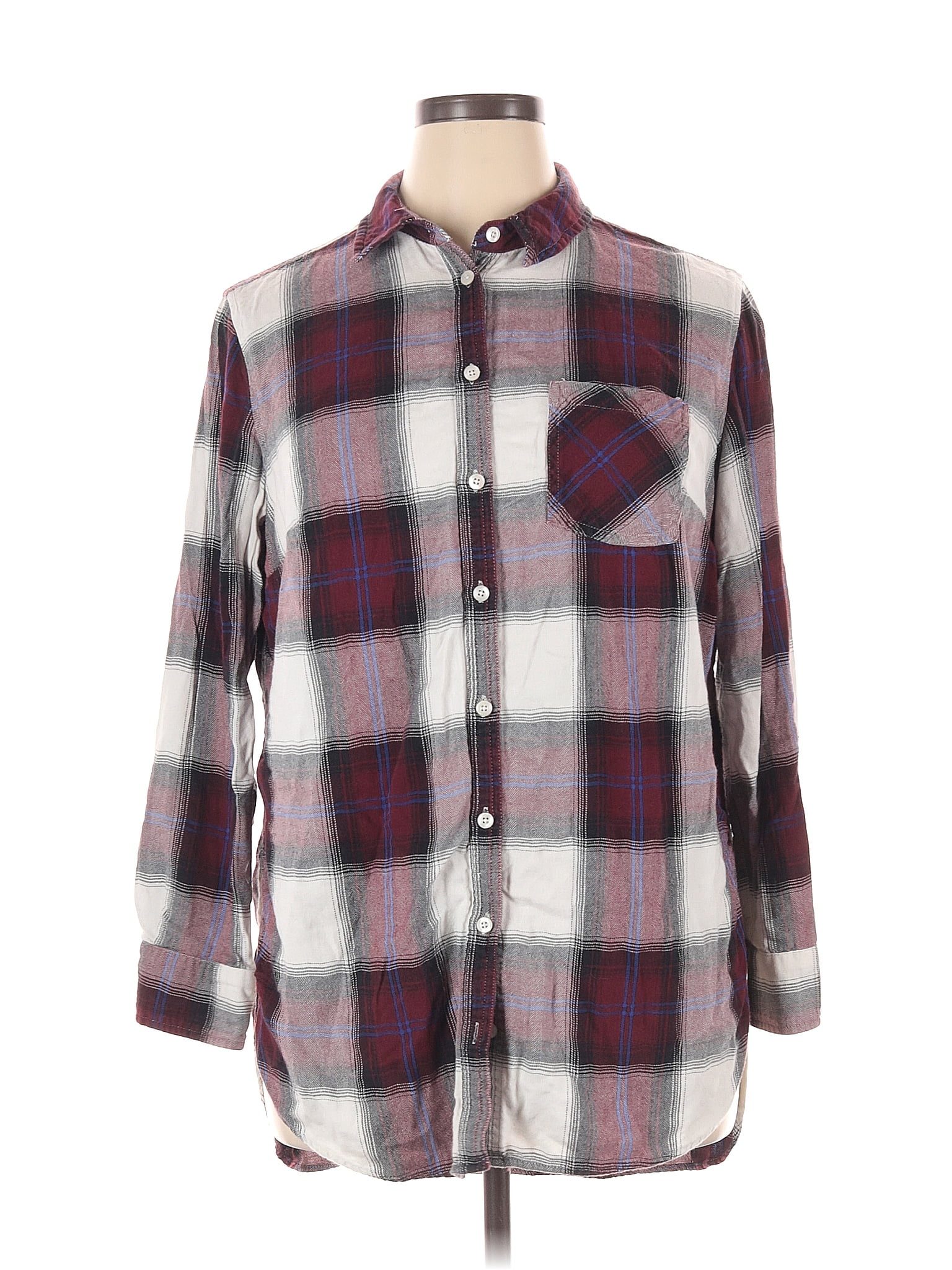 Ava & Viv Plaid Multi Color Burgundy Long Sleeve Button-Down Shirt Size 1X (Plus) - 33% off ...