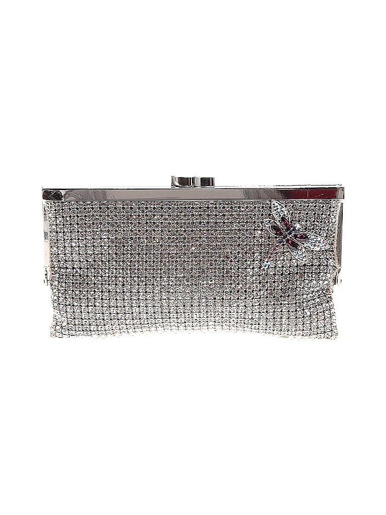 Isabella Adams Solid Metallic Silver Clutch One Size - 61% off | thredUP