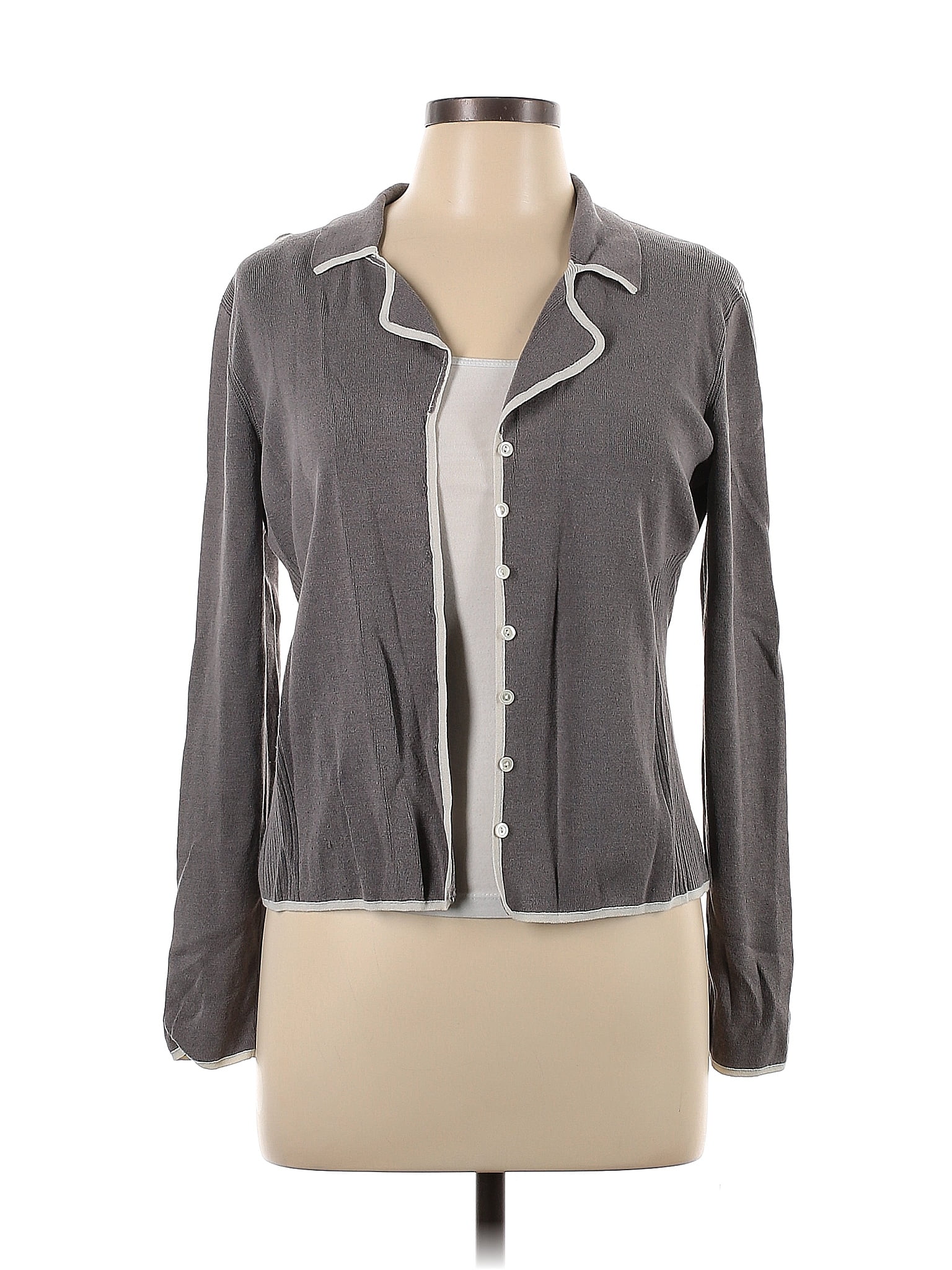 Sigrid Olsen Color Block Solid Gray Cardigan Size M - 71% off | thredUP