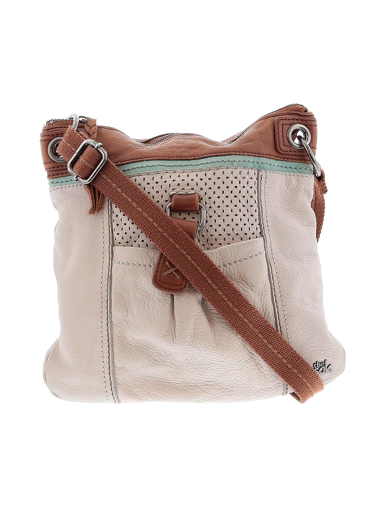 The Sak 100% Leather Color Block Ivory Leather Crossbody Bag One Size ...