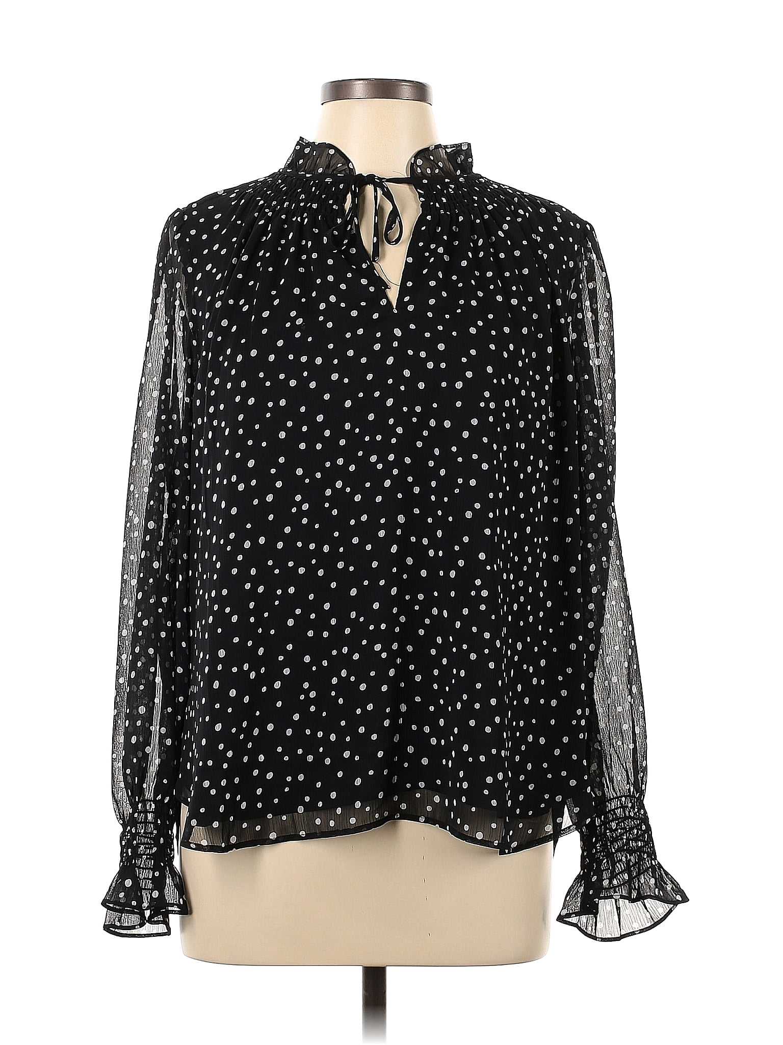 Ann Taylor Loft 100 Polyester Black Long Sleeve Blouse Size L 79