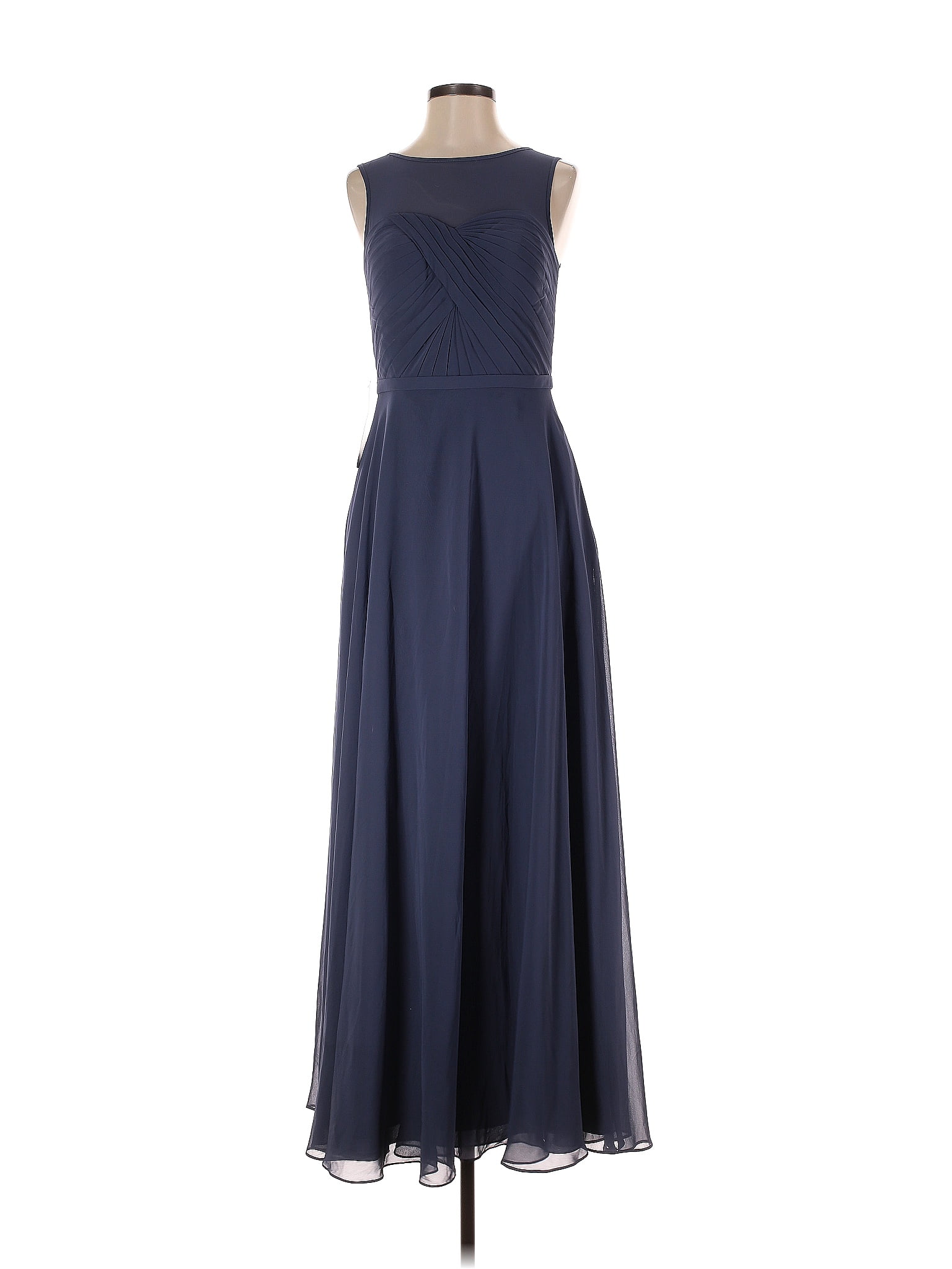 Azazie 100 Polyester Solid Navy Blue Cocktail Dress Size S 74 Off