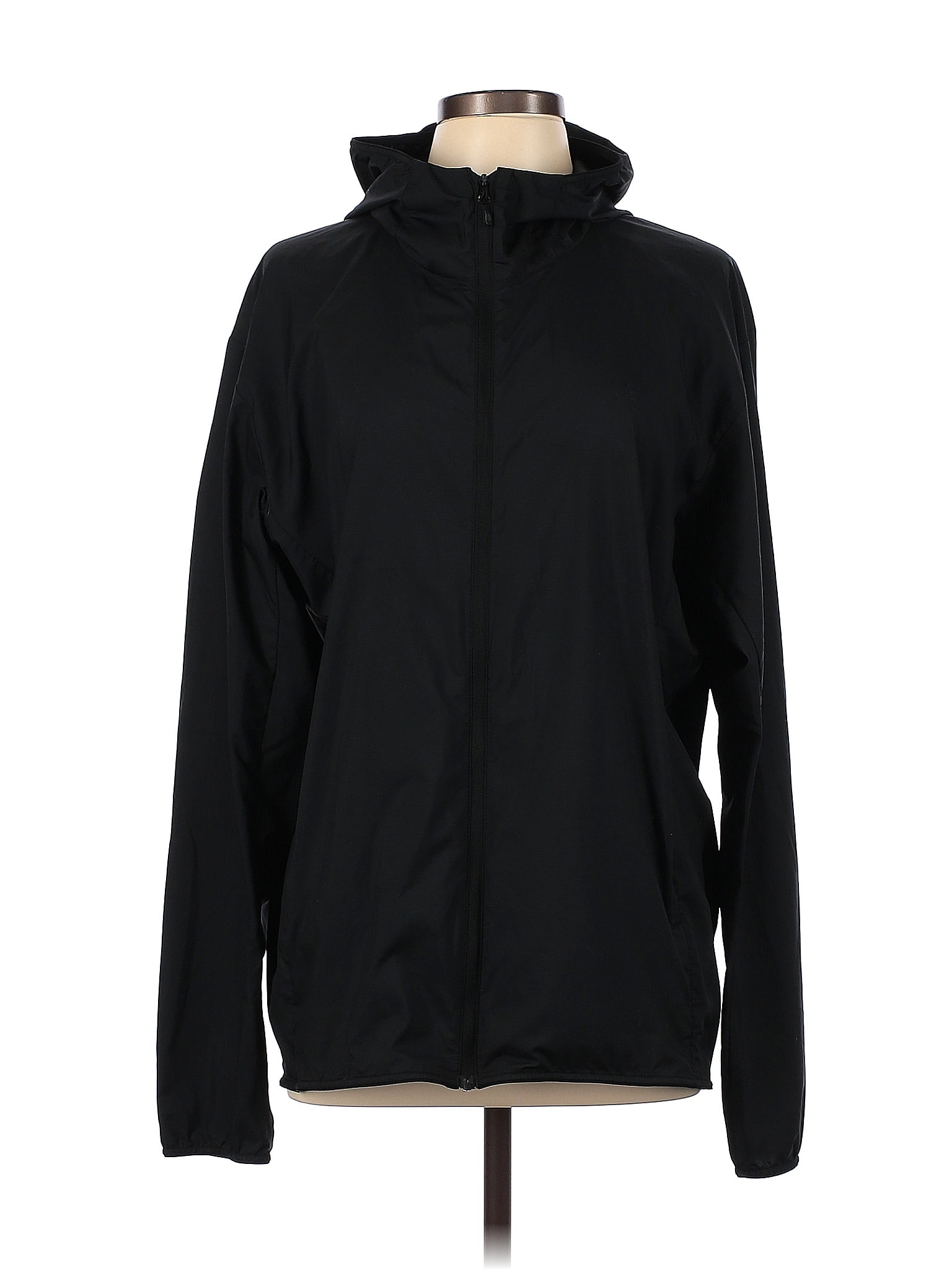 Uniqlo 100% Polyester Solid Black Jacket Size L - 57% off | thredUP