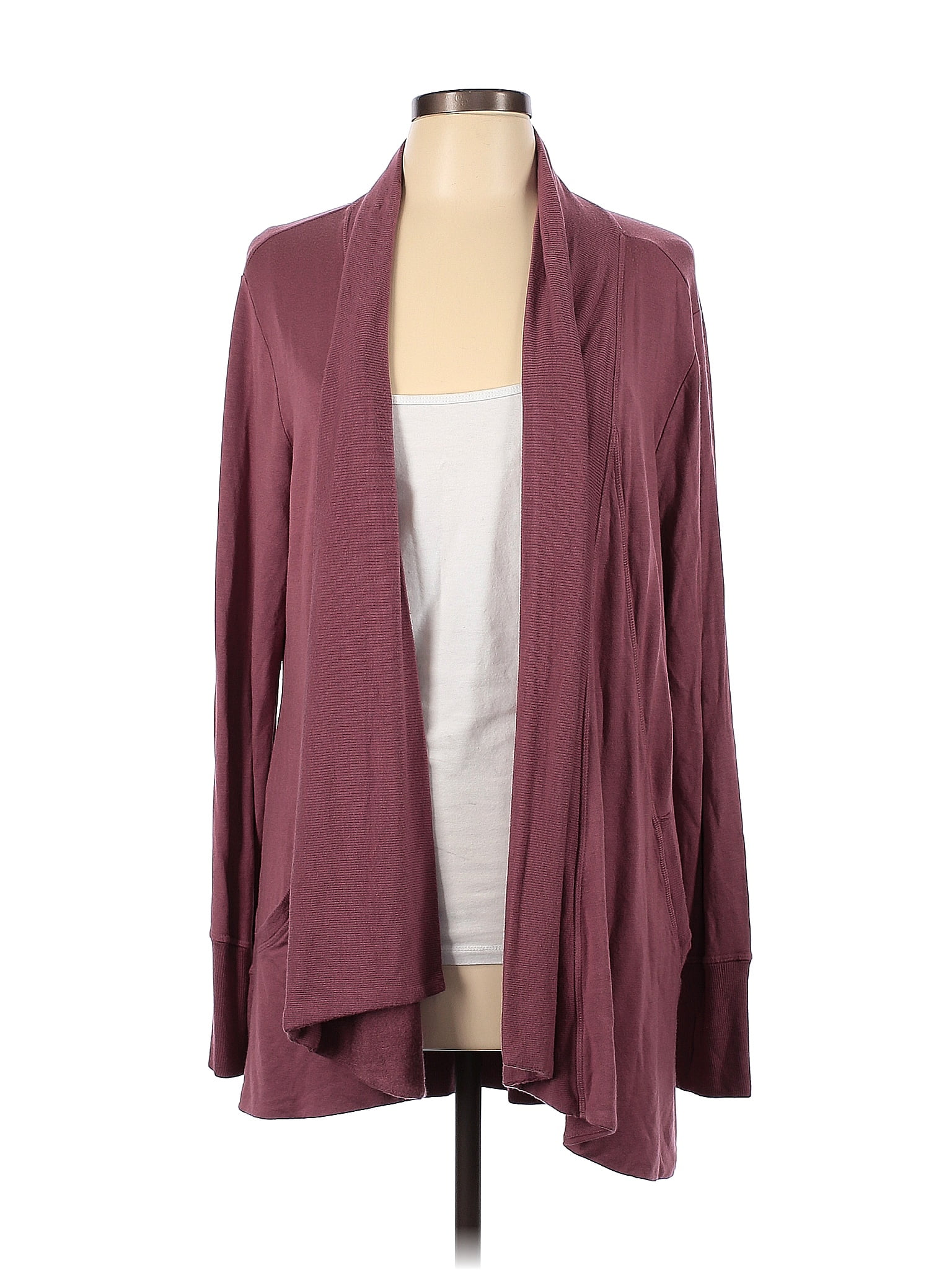 Athleta Color Block Solid Burgundy Cardigan Size L 57 Off Thredup