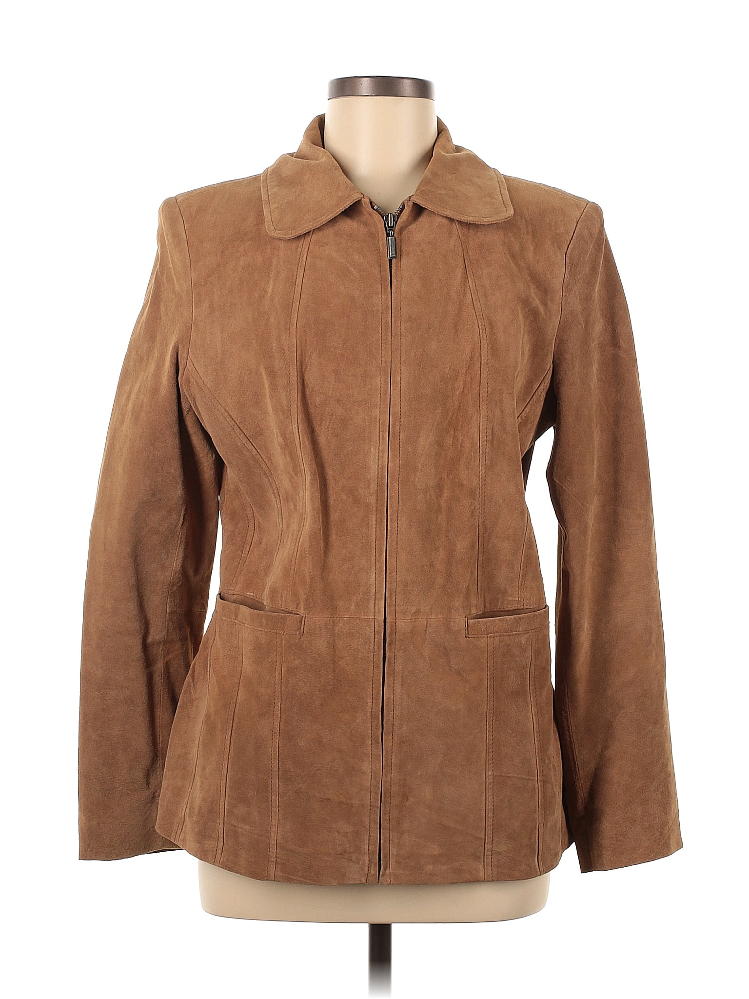 St. John's Bay 100% Leather Solid Brown Leather Jacket Size M - 64% off | thredUP