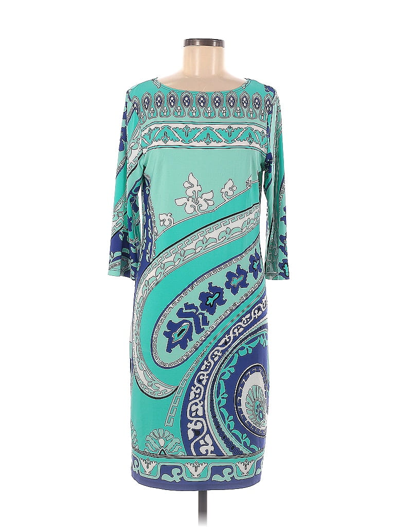 Peck And Peck Paisley Multi Color Teal Casual Dress Size M 75 Off