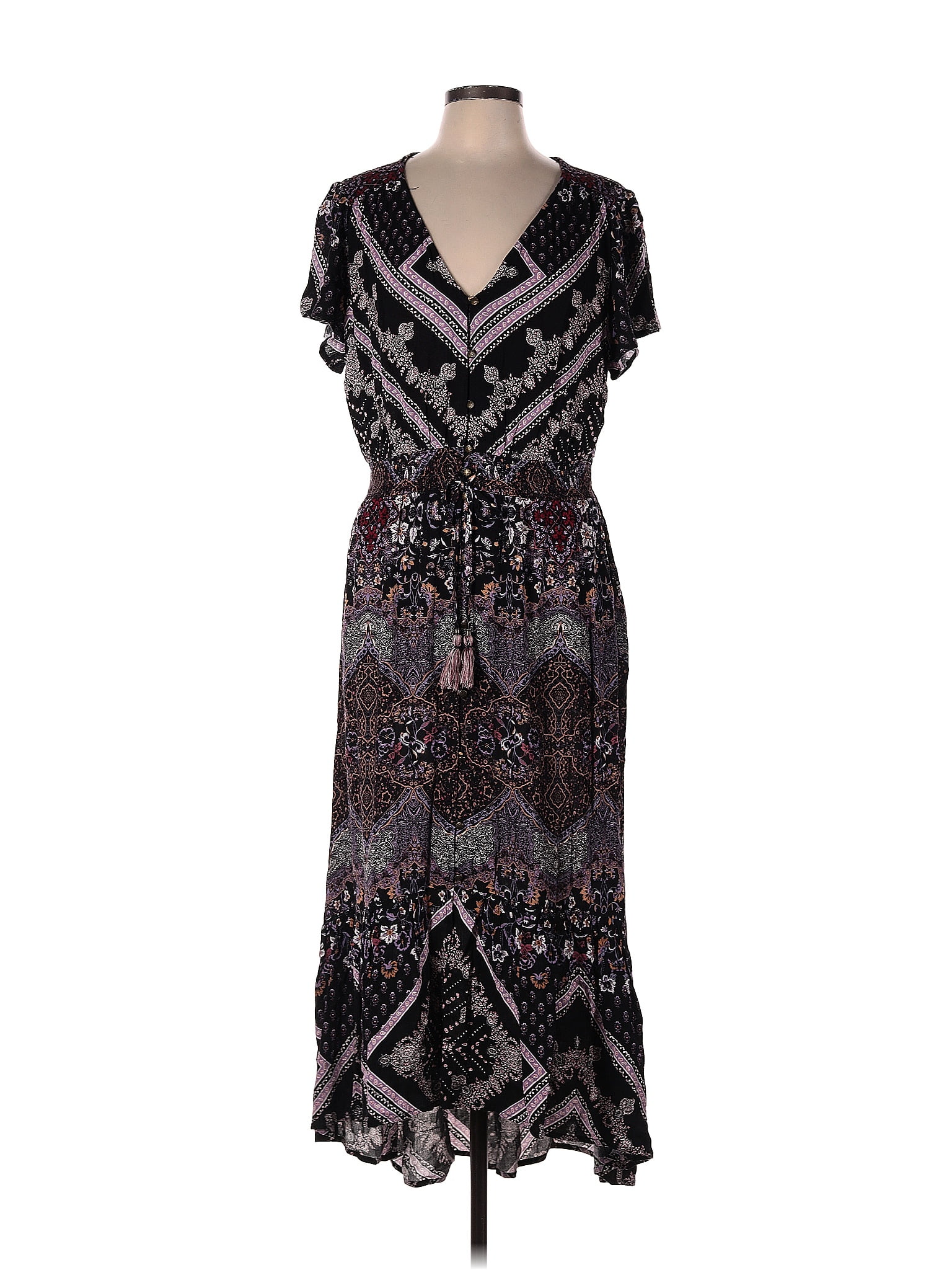 Knox Rose 100 Rayon Multi Color Gray Casual Dress Size L 4 Off