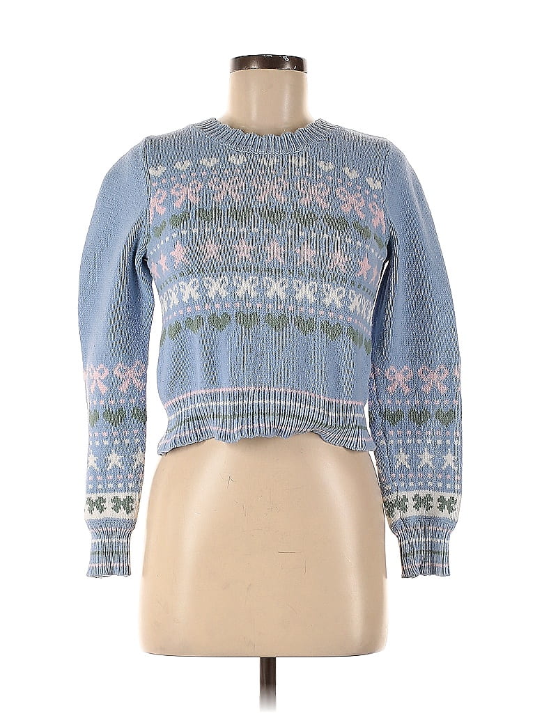 LoveShackFancy Color Block Blue Pullover Sweater Size M - 76% off | ThredUp