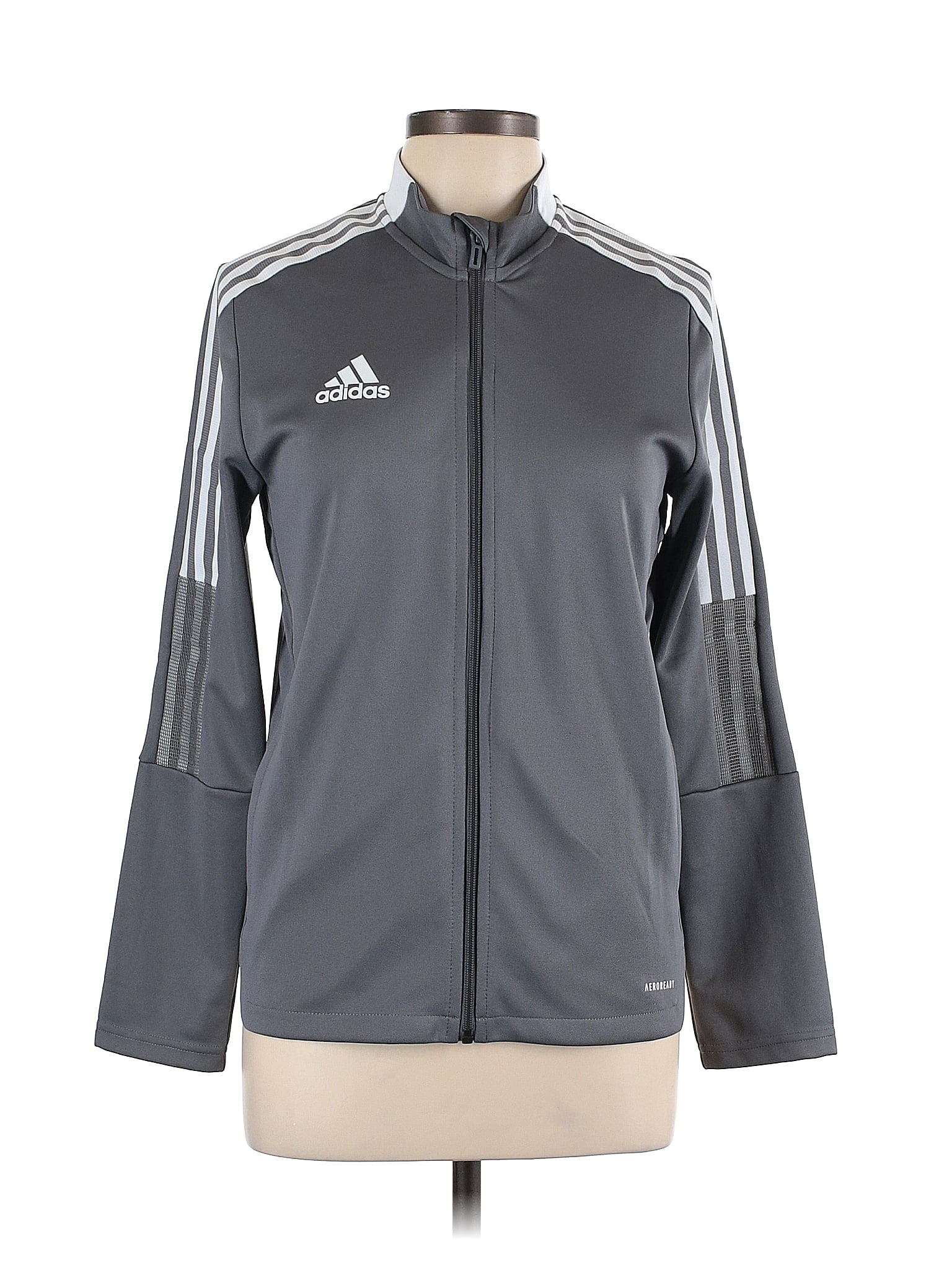 Adidas 100% Polyester Gray Track Jacket Size L - 73% off | thredUP
