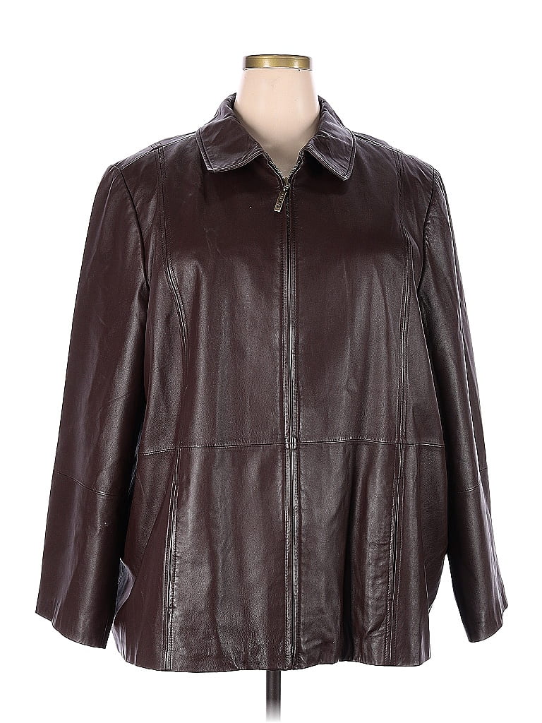 Avenue 100% Leather Solid Brown Leather Jacket Size 26 - 28 Plus (Plus) - 65% off | thredUP