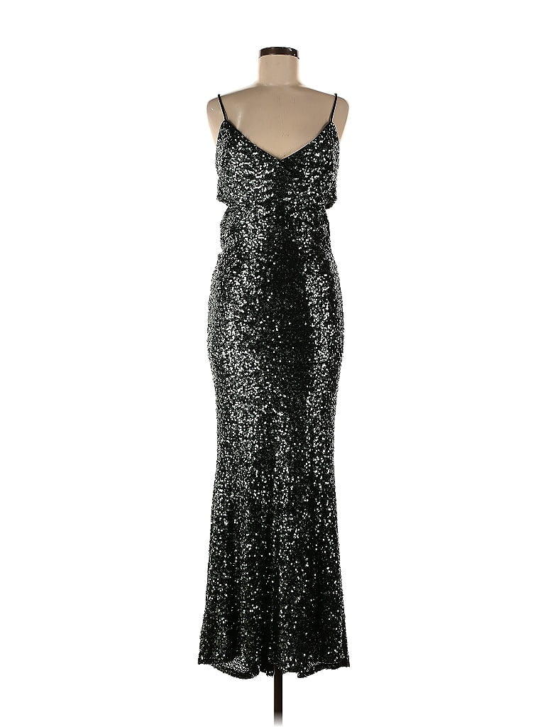 Badgley Mischka 100% Nylon Silver Emerald Sequin Gown Size 8 - 78% off | ThredUp