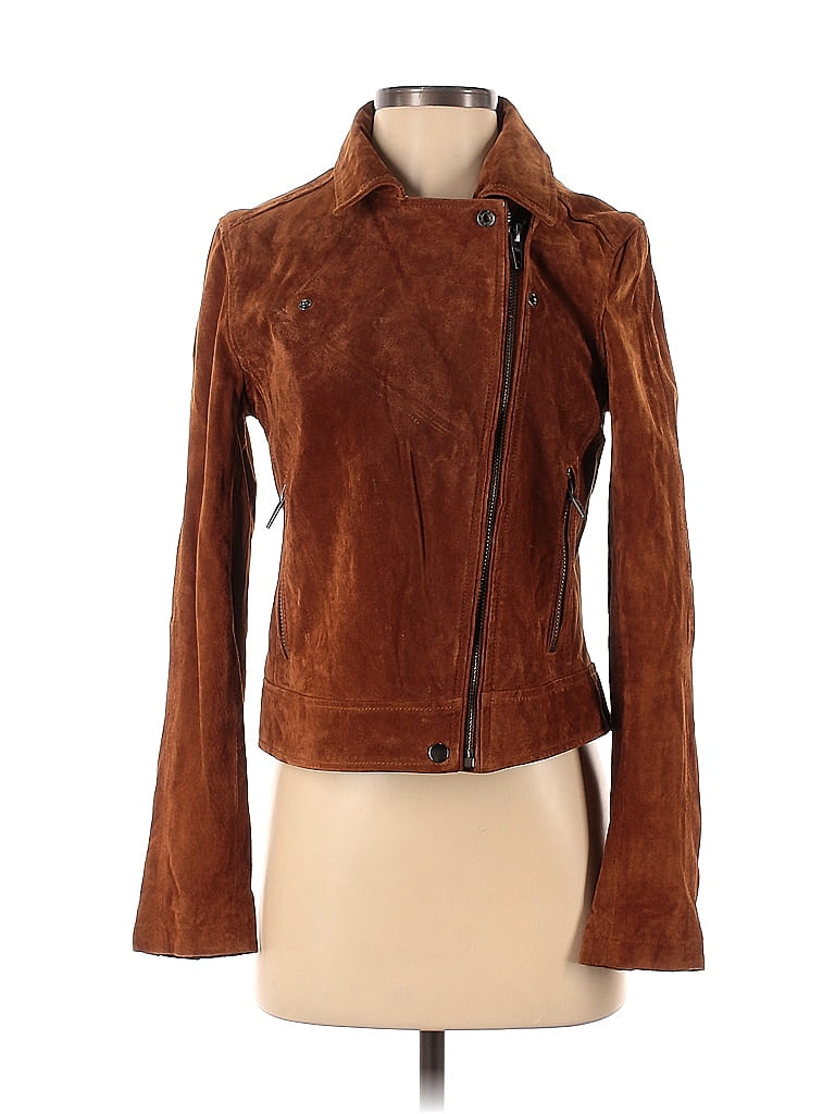 Blank NYC 100% Leather Solid Brown Leather Jacket Size S - 63% off | thredUP