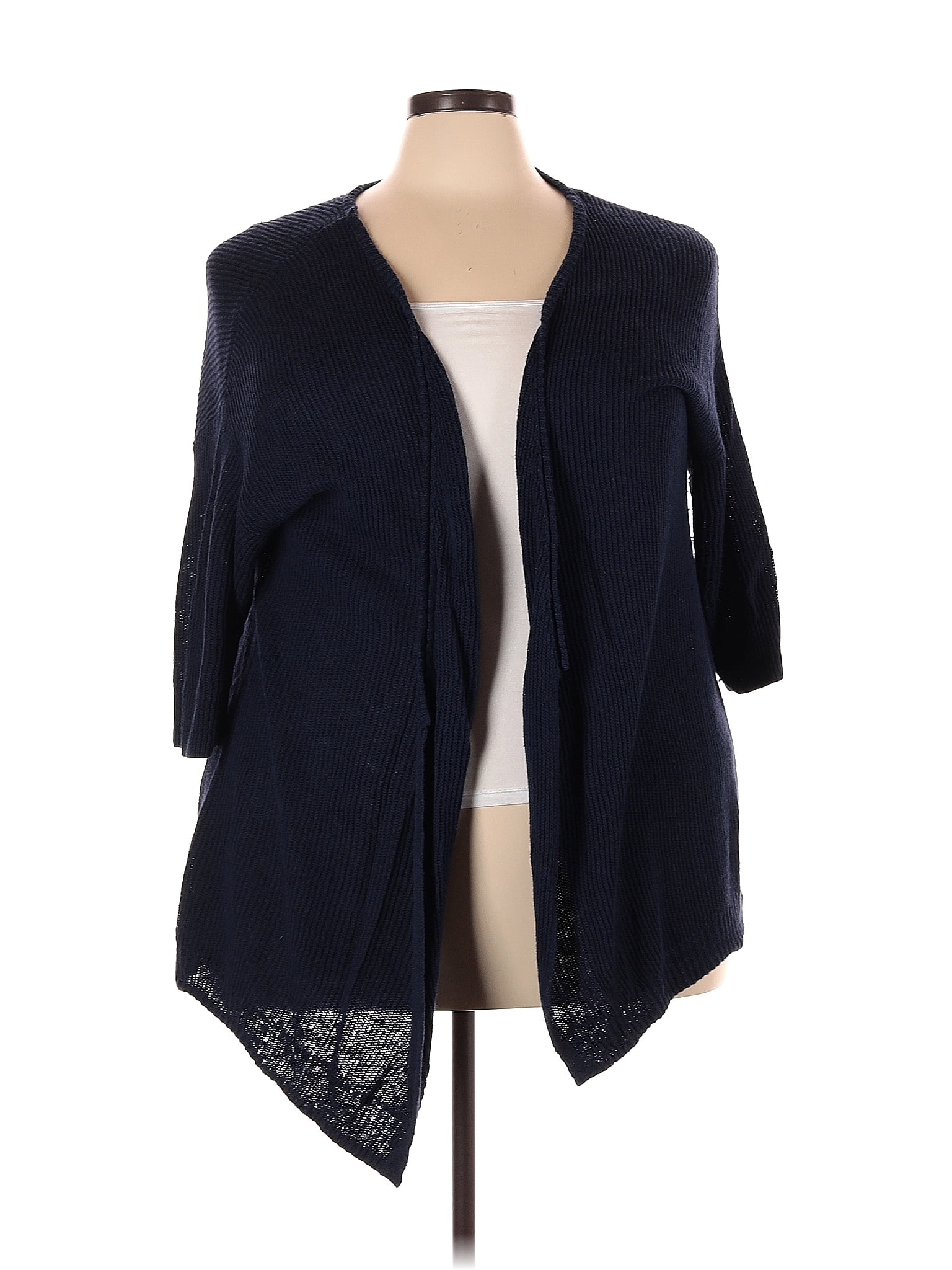 Lane Bryant Color Block Solid Navy Blue Cardigan Size 26 - 28 Plus ...