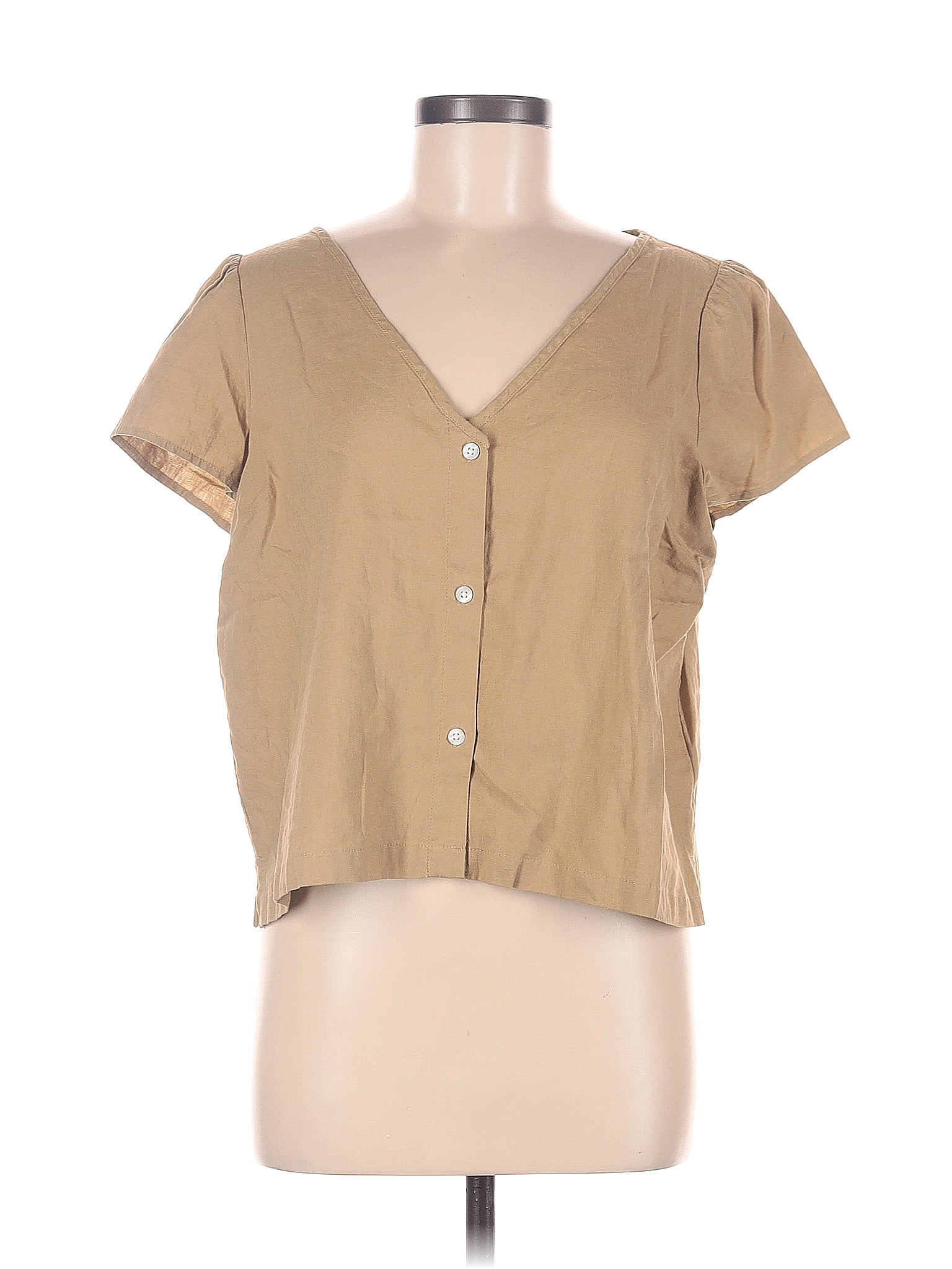 Gap Solid Tan Short Sleeve Top Size L 69 Off Thredup