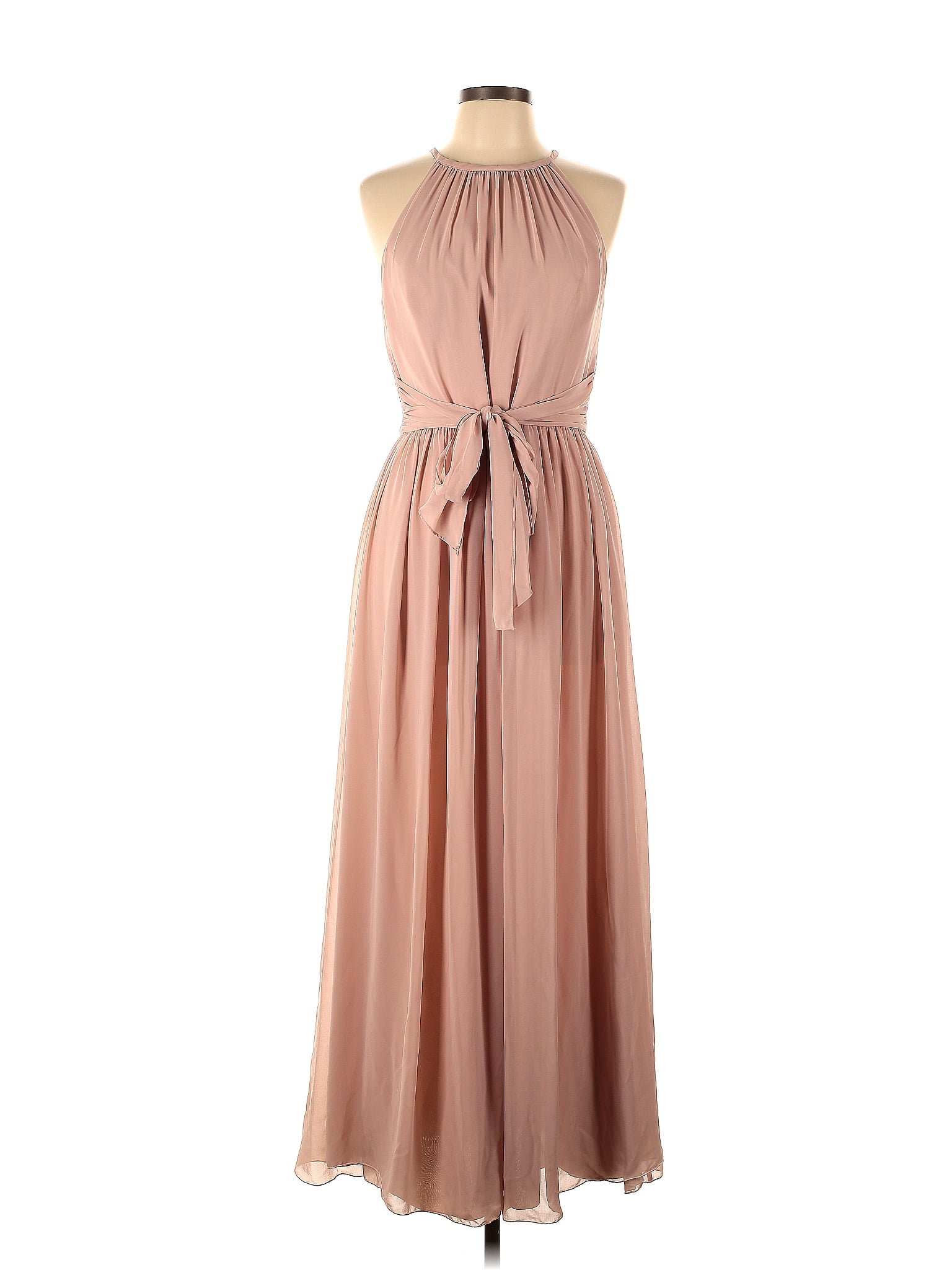 Monique Lhuillier Bridesmaid 100 Polyester Solid Blush Tan Pink