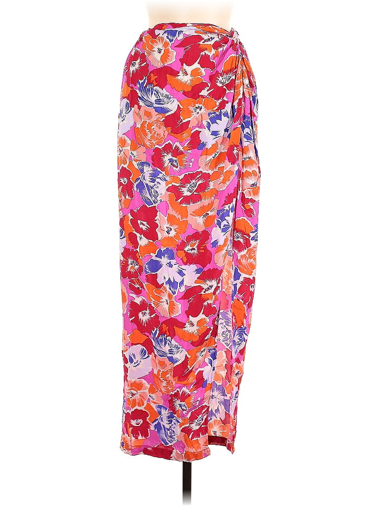 L Space 100 Rayon Floral Multi Color Orange Casual Skirt Size M 69