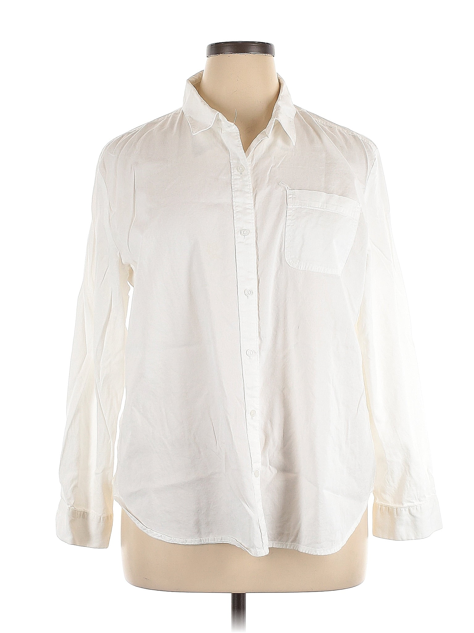 A N A A New Approach White Ivory Long Sleeve Button Down Shirt Size Xl